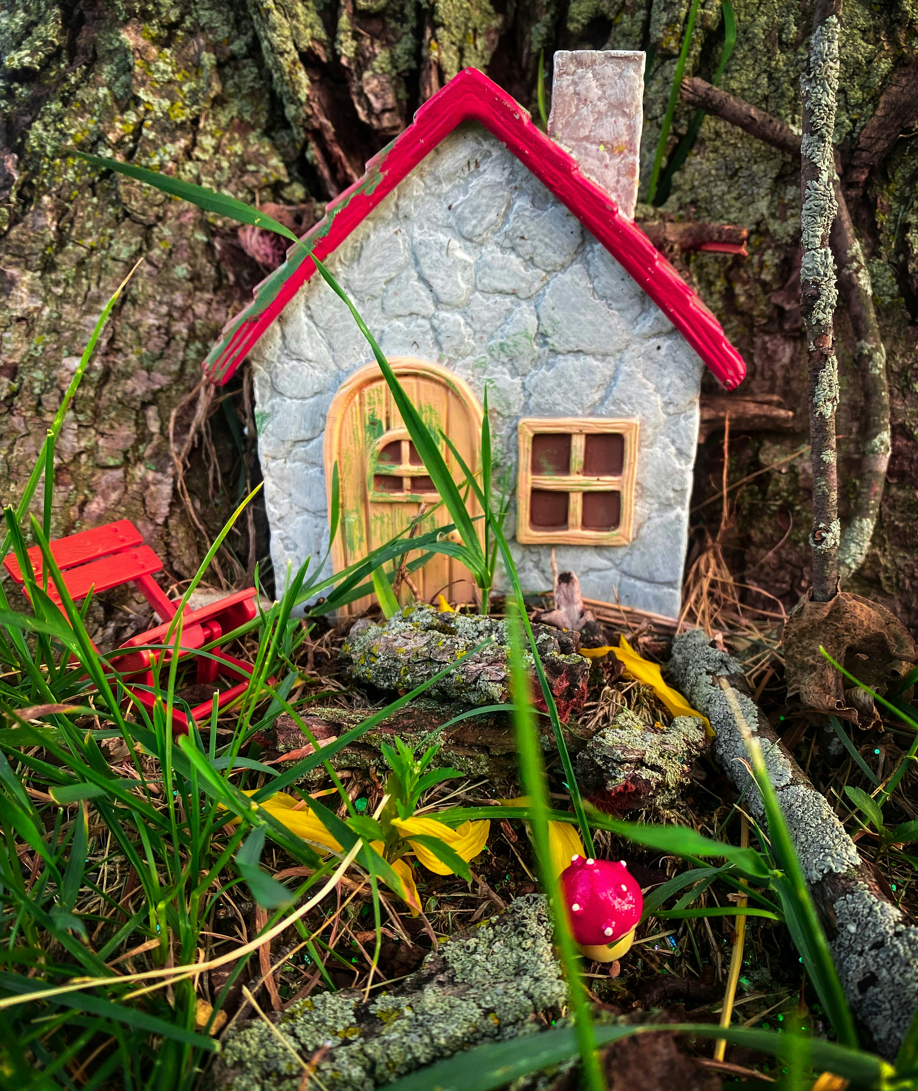 Whimsy Among Rootwork: A Tiny Cottage in a Garden Tangle