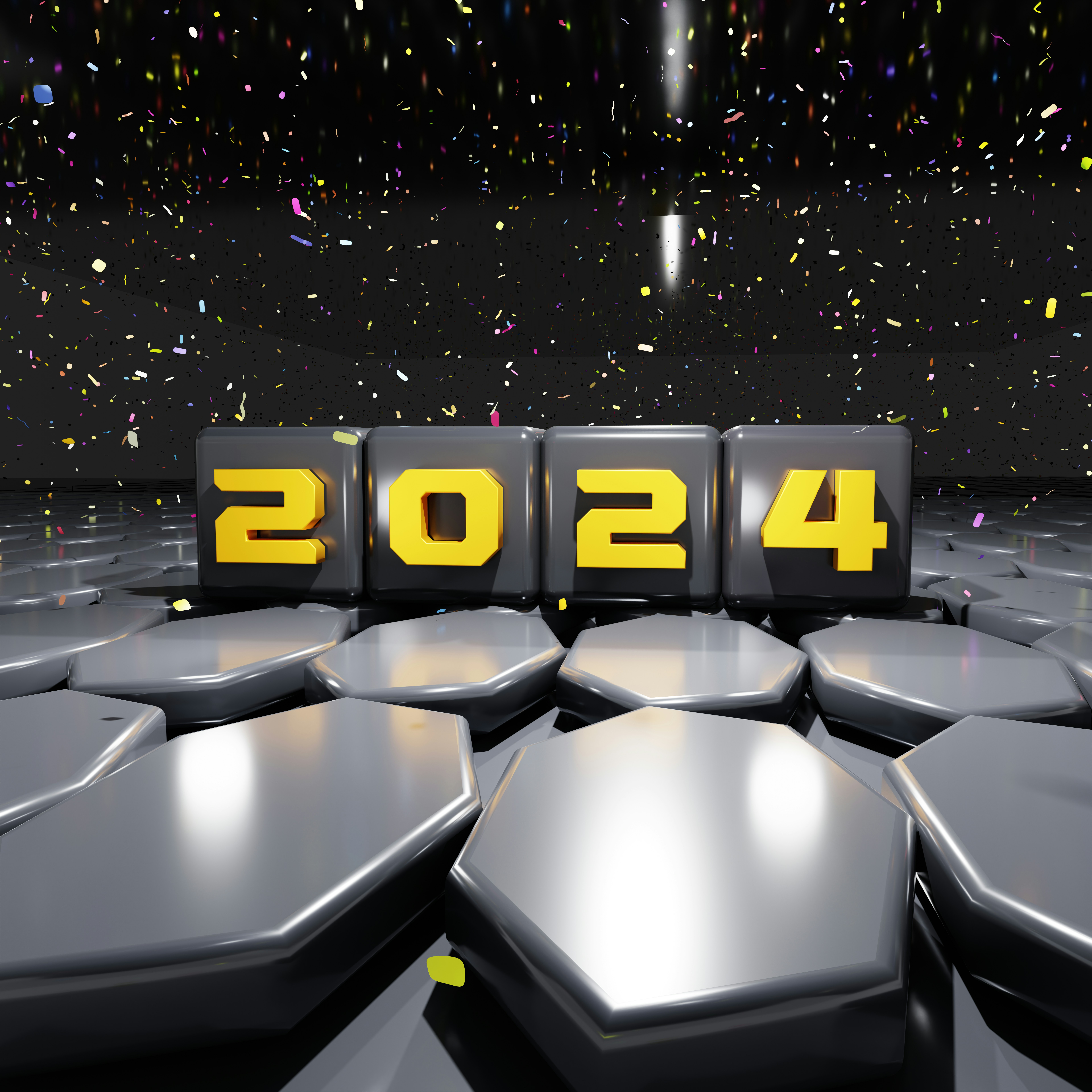 A 3d rendering of the number 4200 surrounded by stars and confetti ...