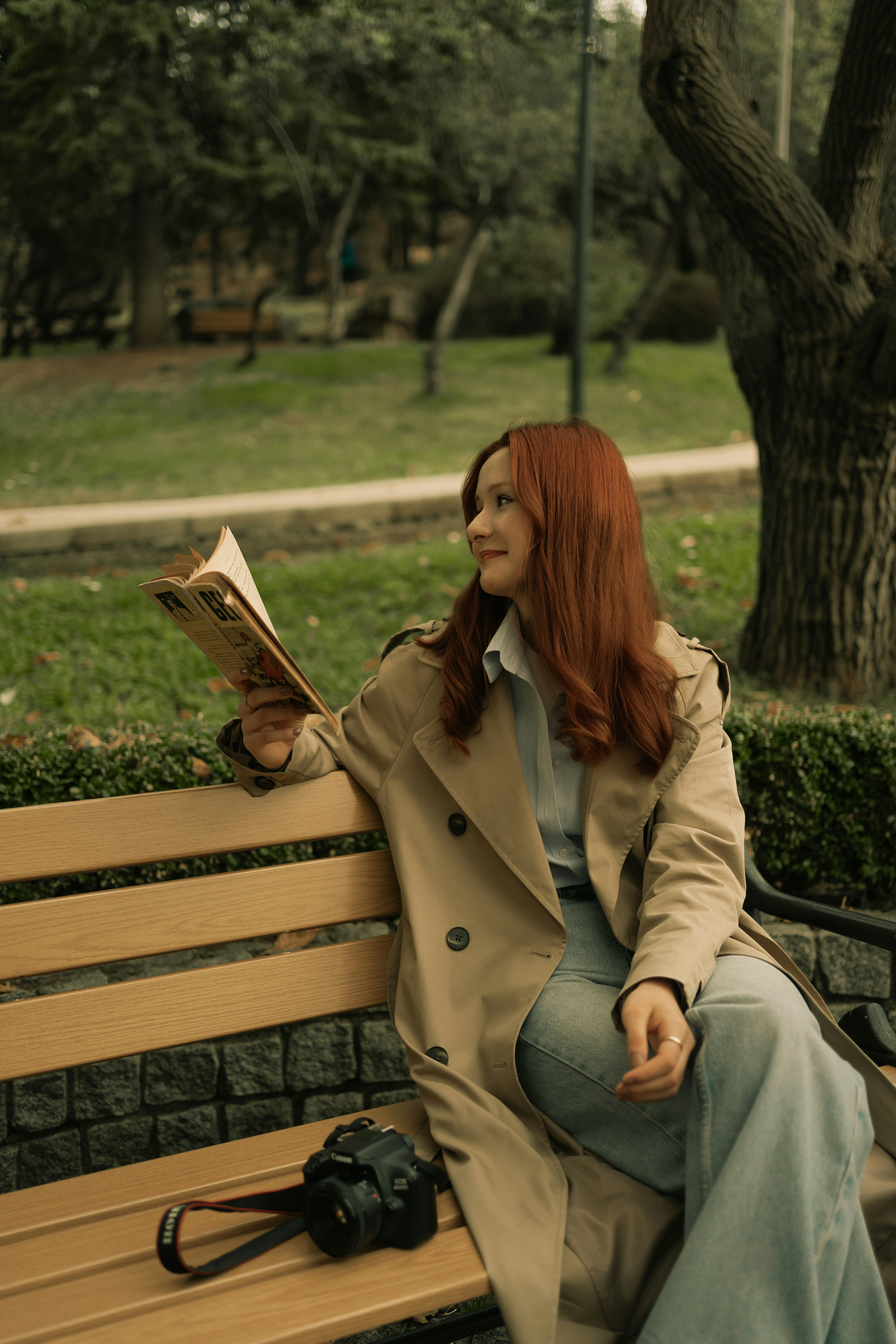 Reading on a Park Bench: Quiet Focus with a Vintage Lens