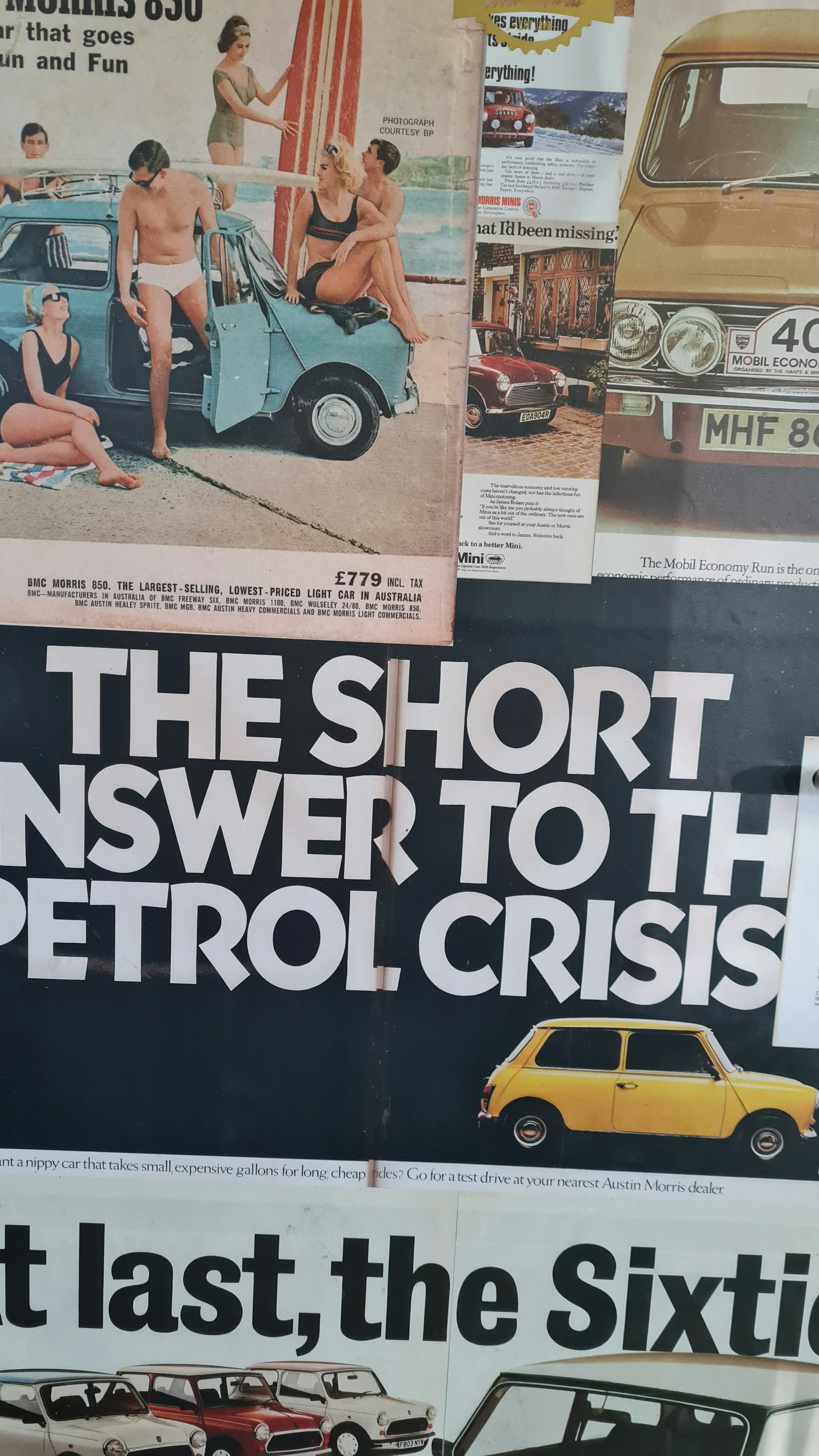Vintage Beach Scene Meets Retro Car Ad Mashup