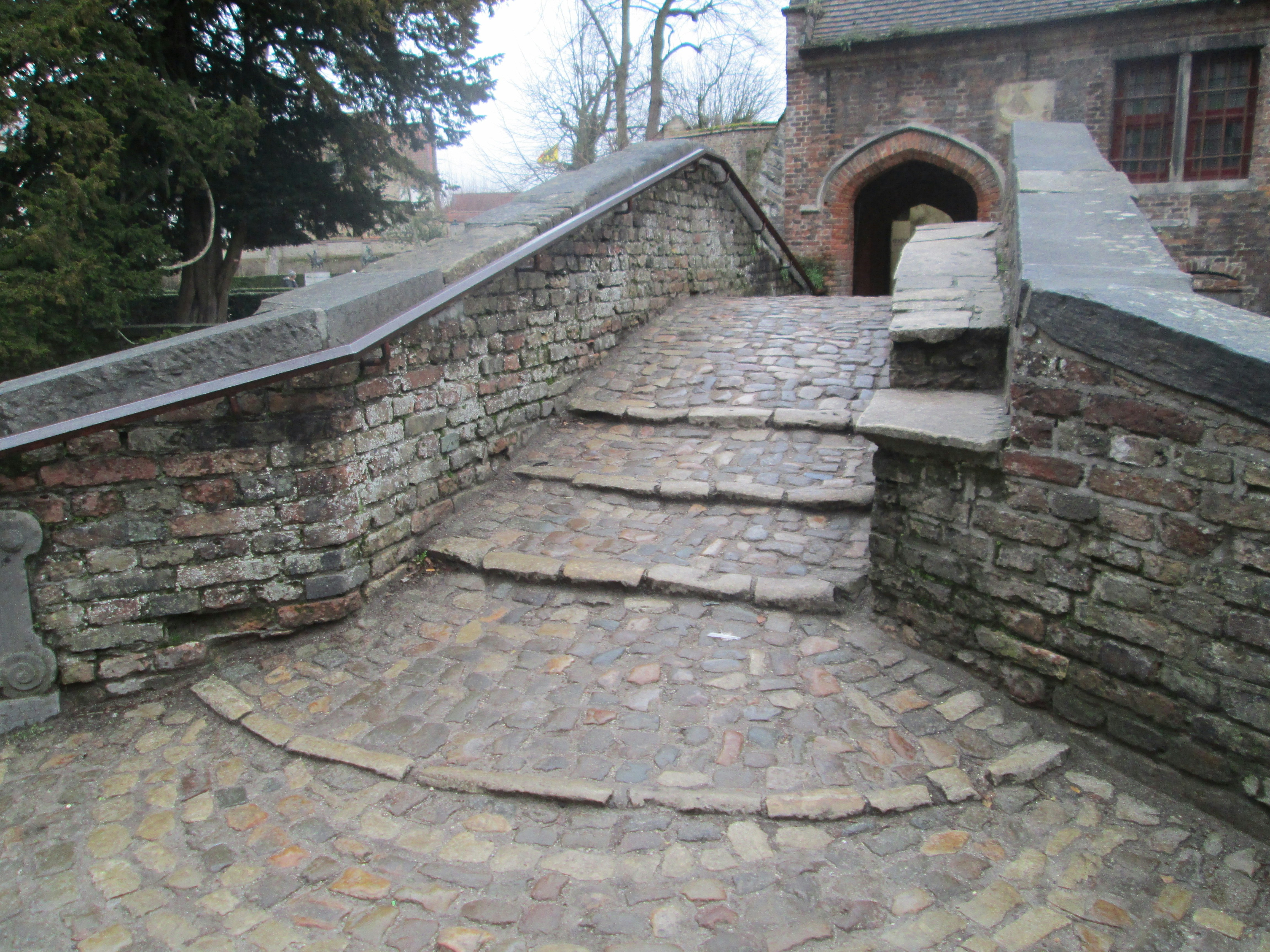 a set of stone steps leading up to a building