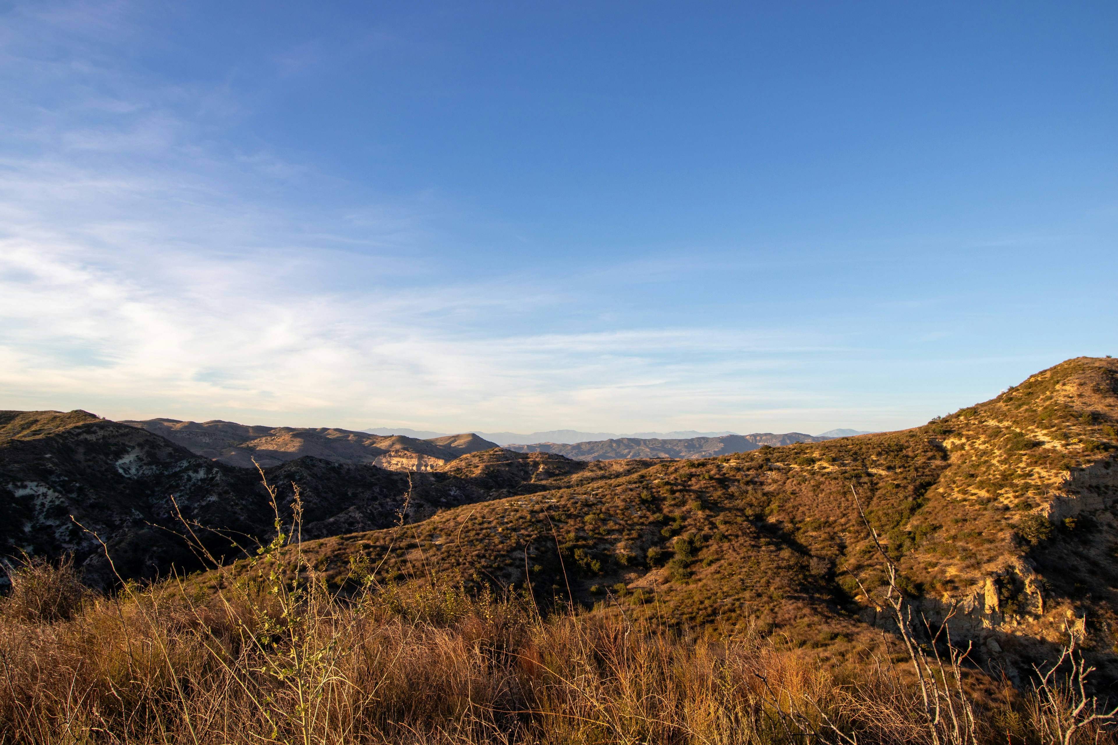 Hilly landscape in California at golden hour