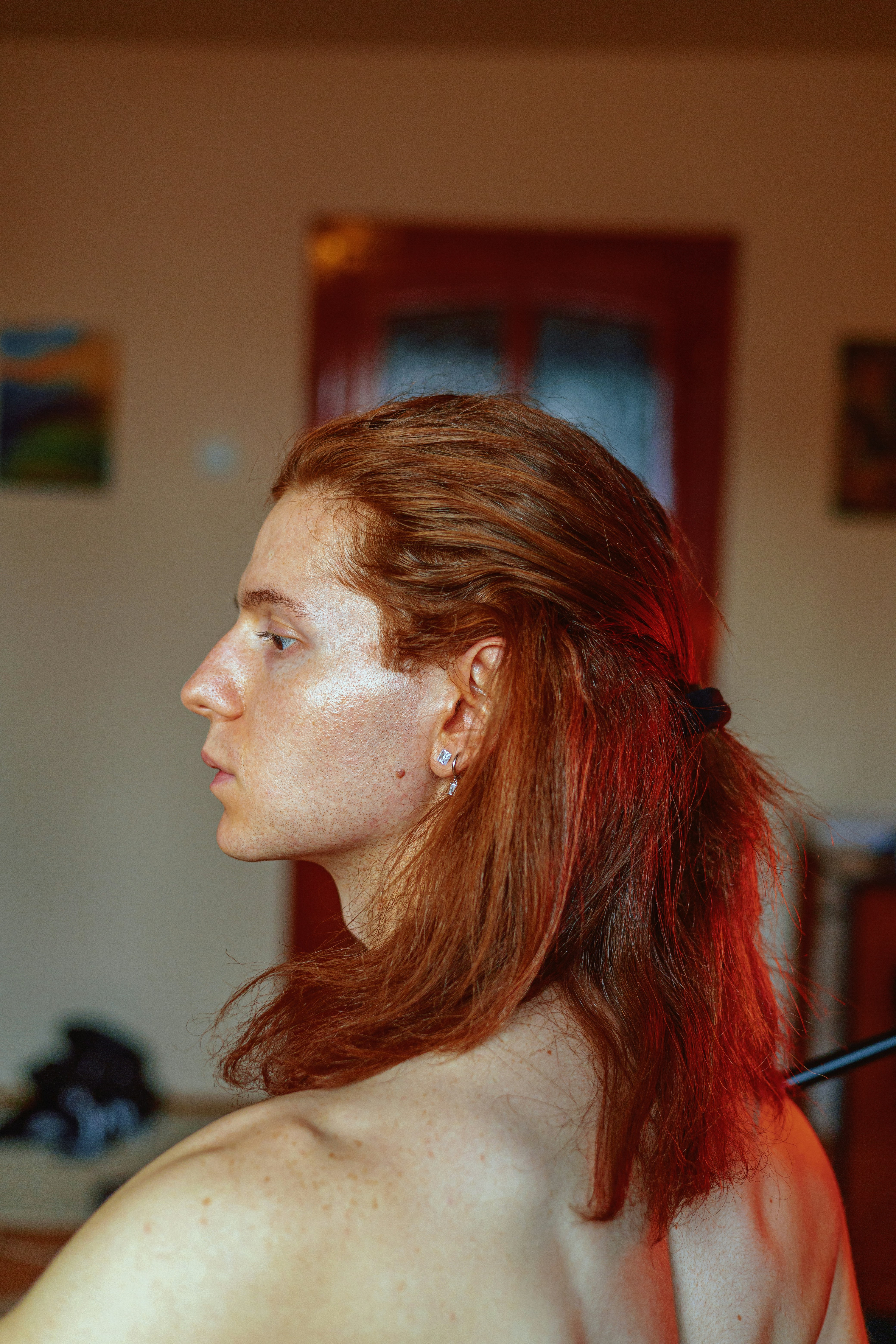 Progress of my hair length and health through a series of self portraits in my apartment