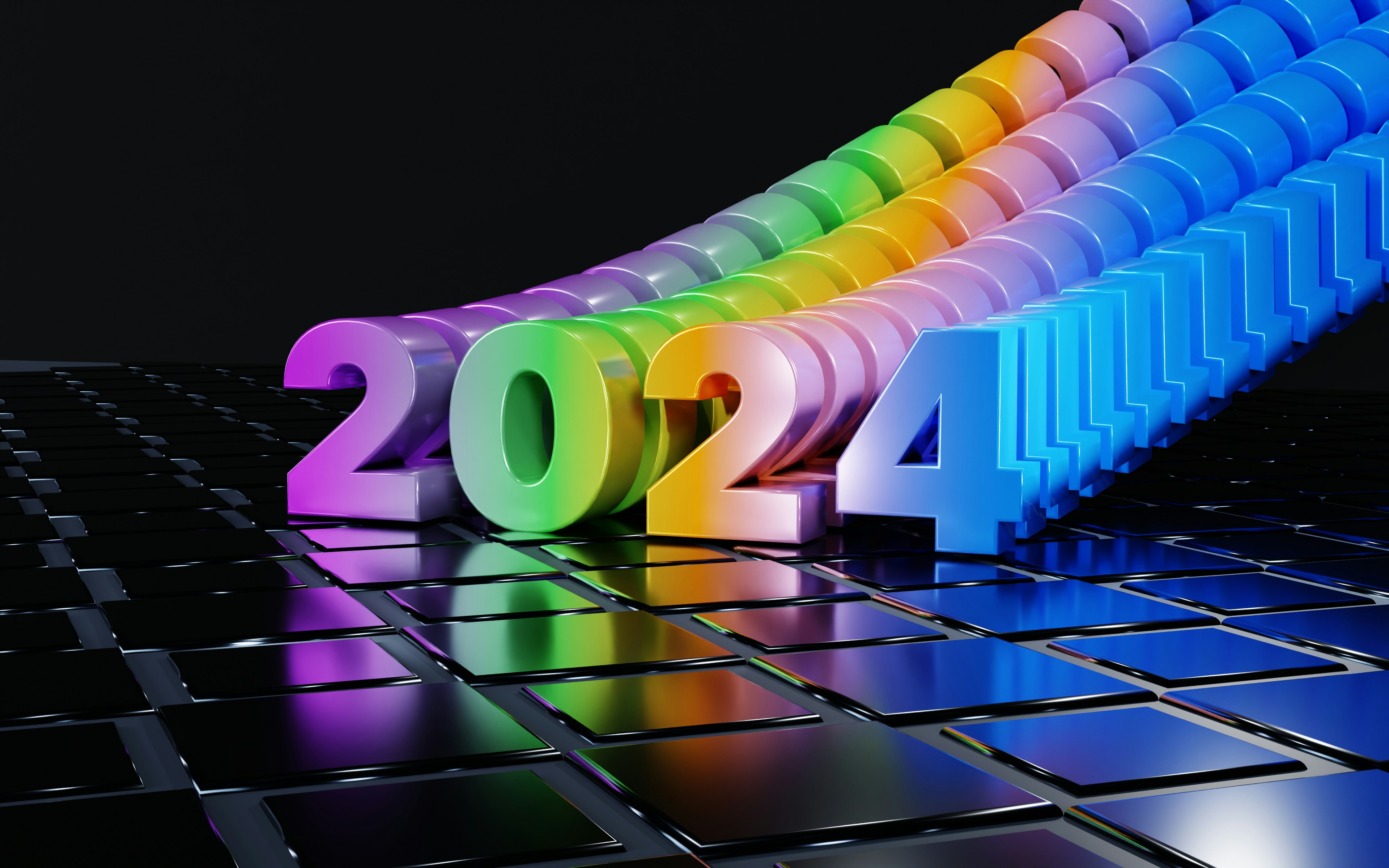 A number of colorful numbers sitting on top of a black surface photo ...