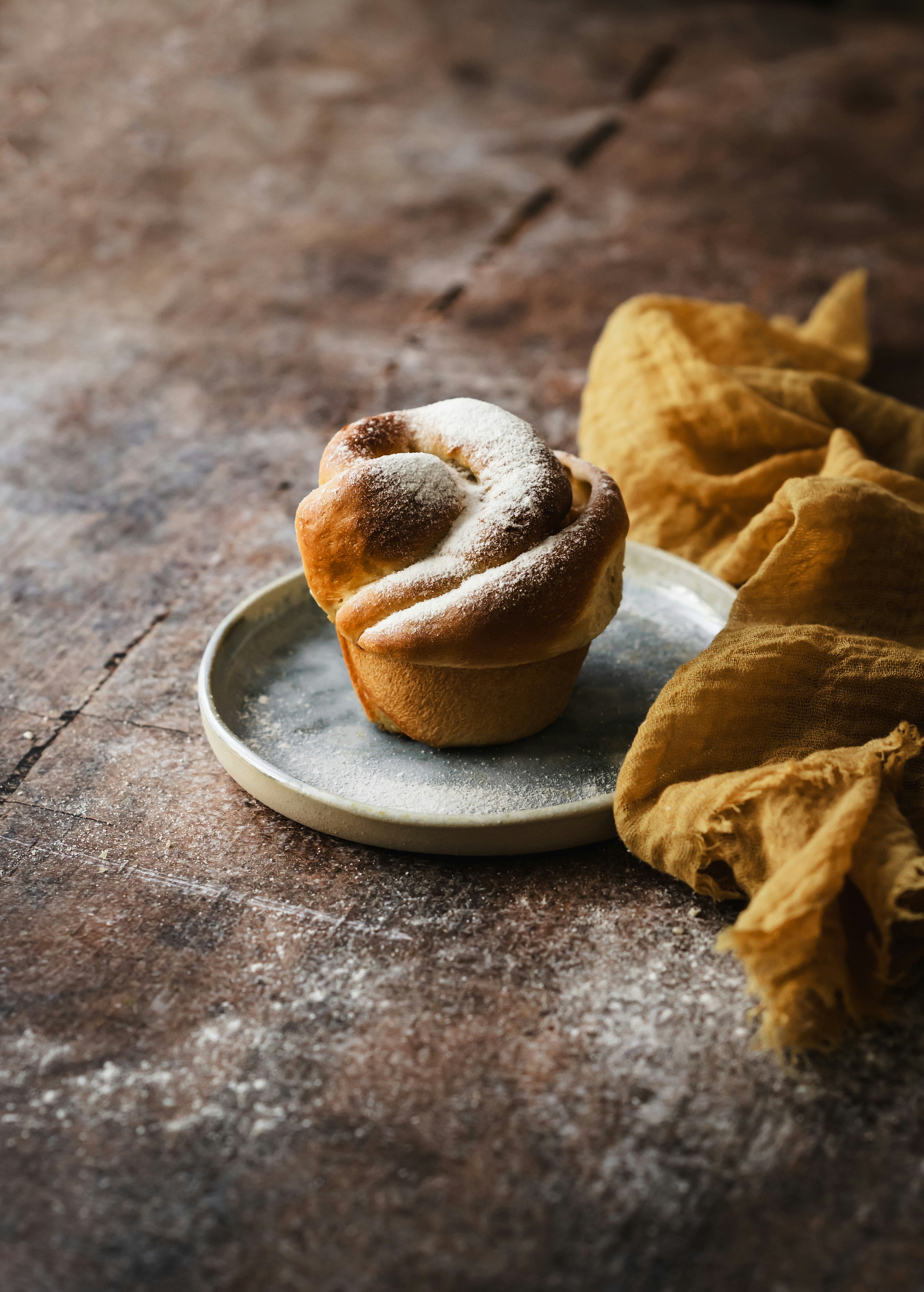 Cinnamon Swirl on a Dusting of Snowy Powder