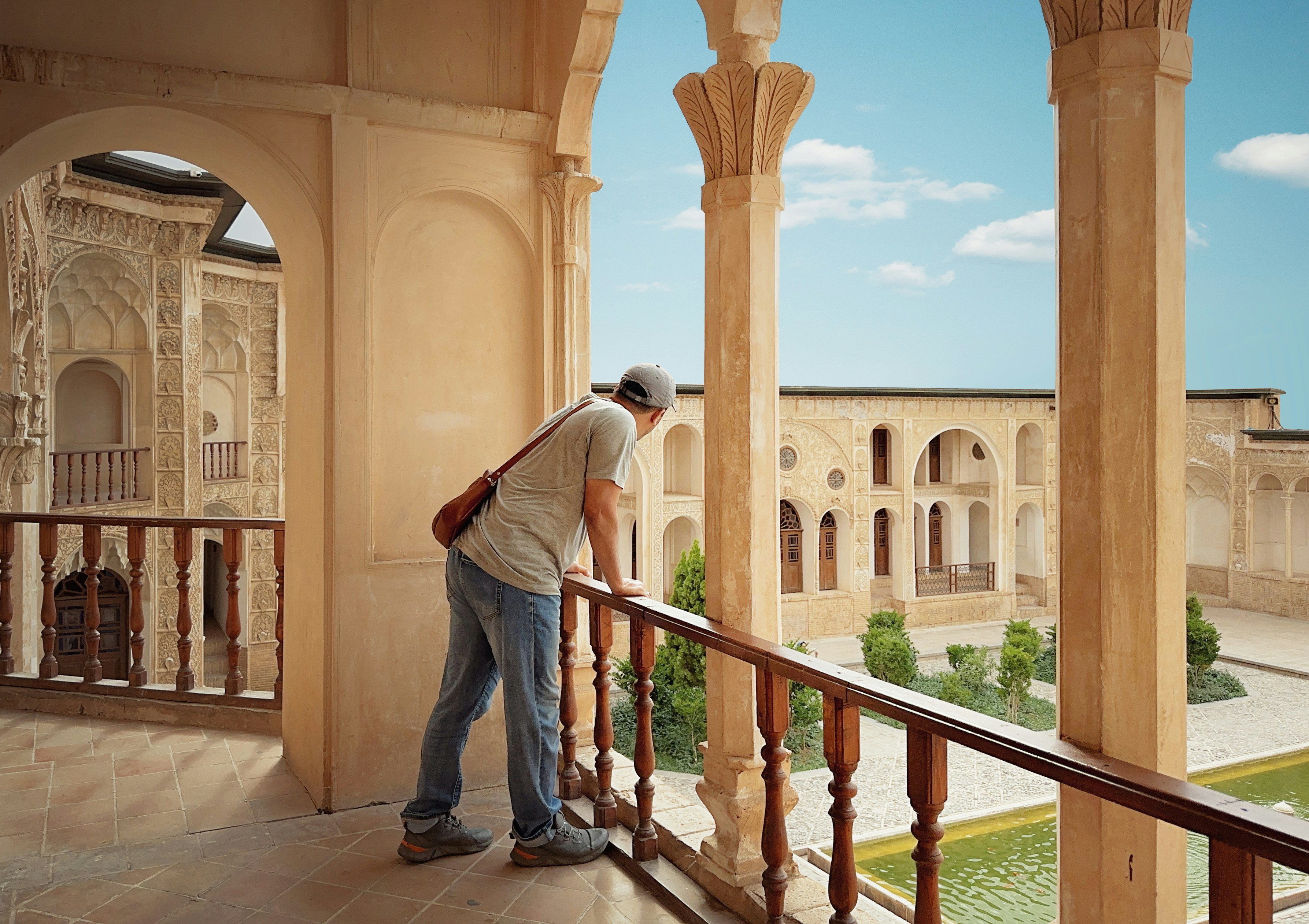 Reflective Moment on Historic Veranda