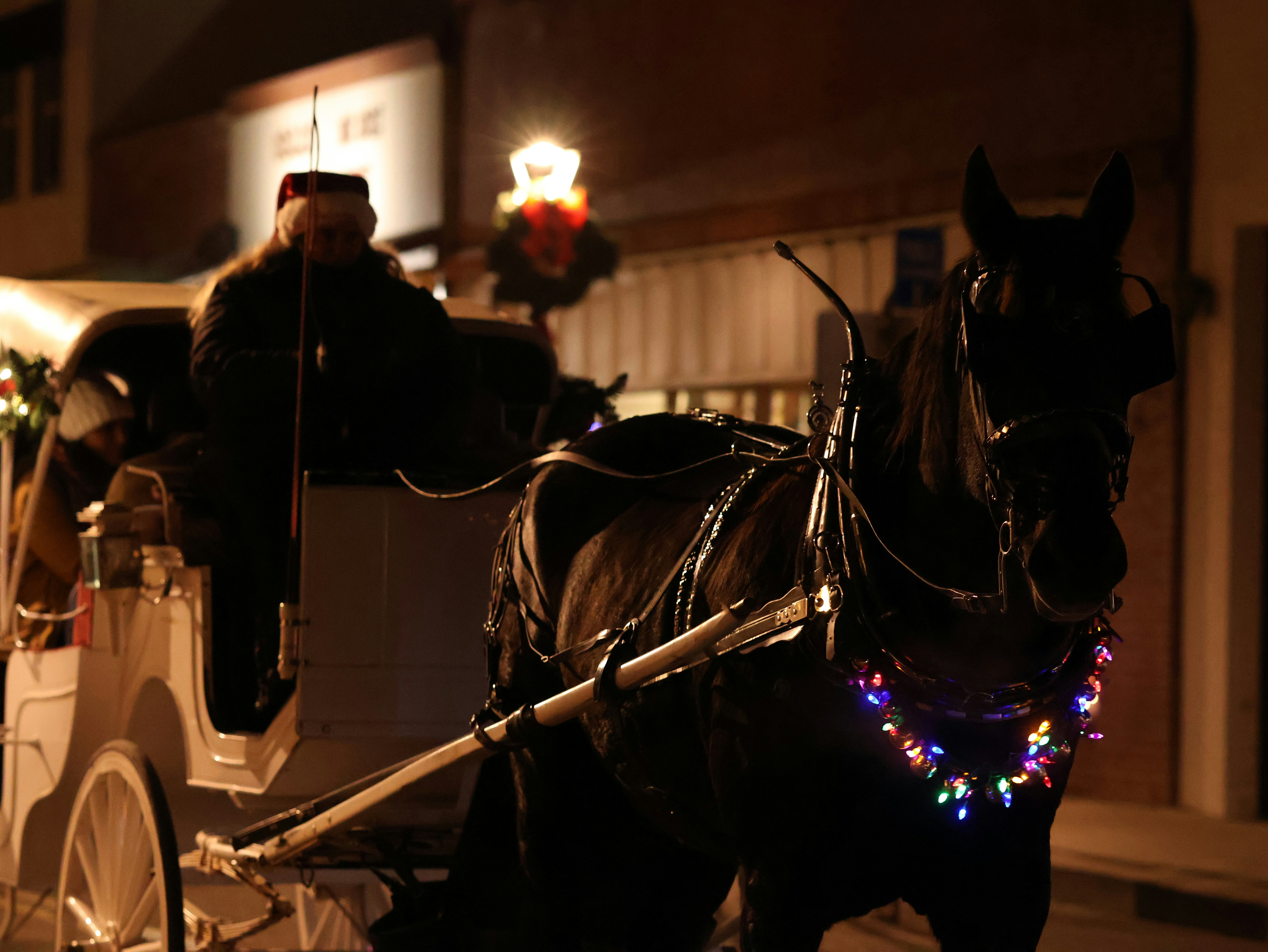 Neon Garland on a Lantern-lit Night Parade