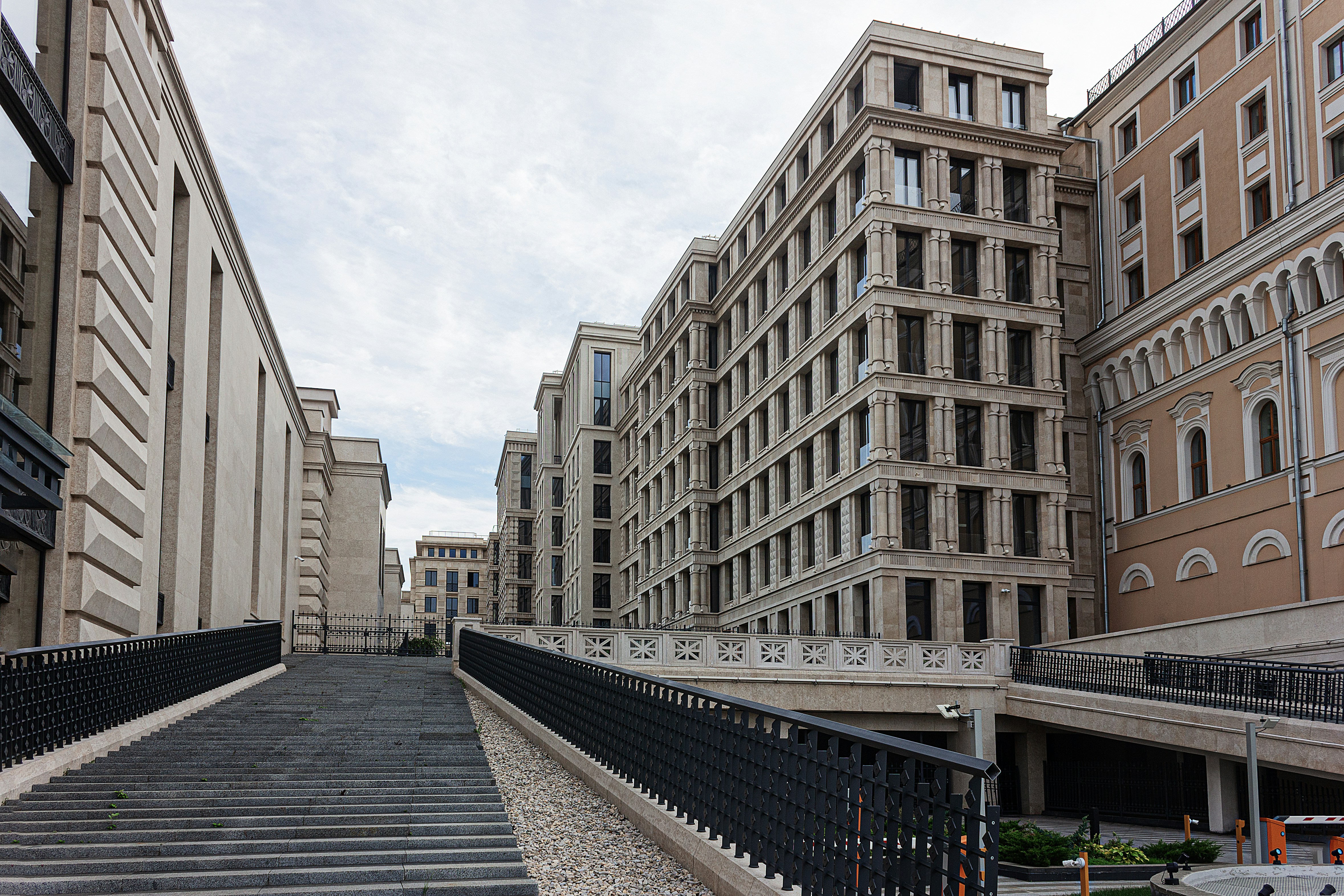 Urban Staircase Axis Between Neoclassical Facades
