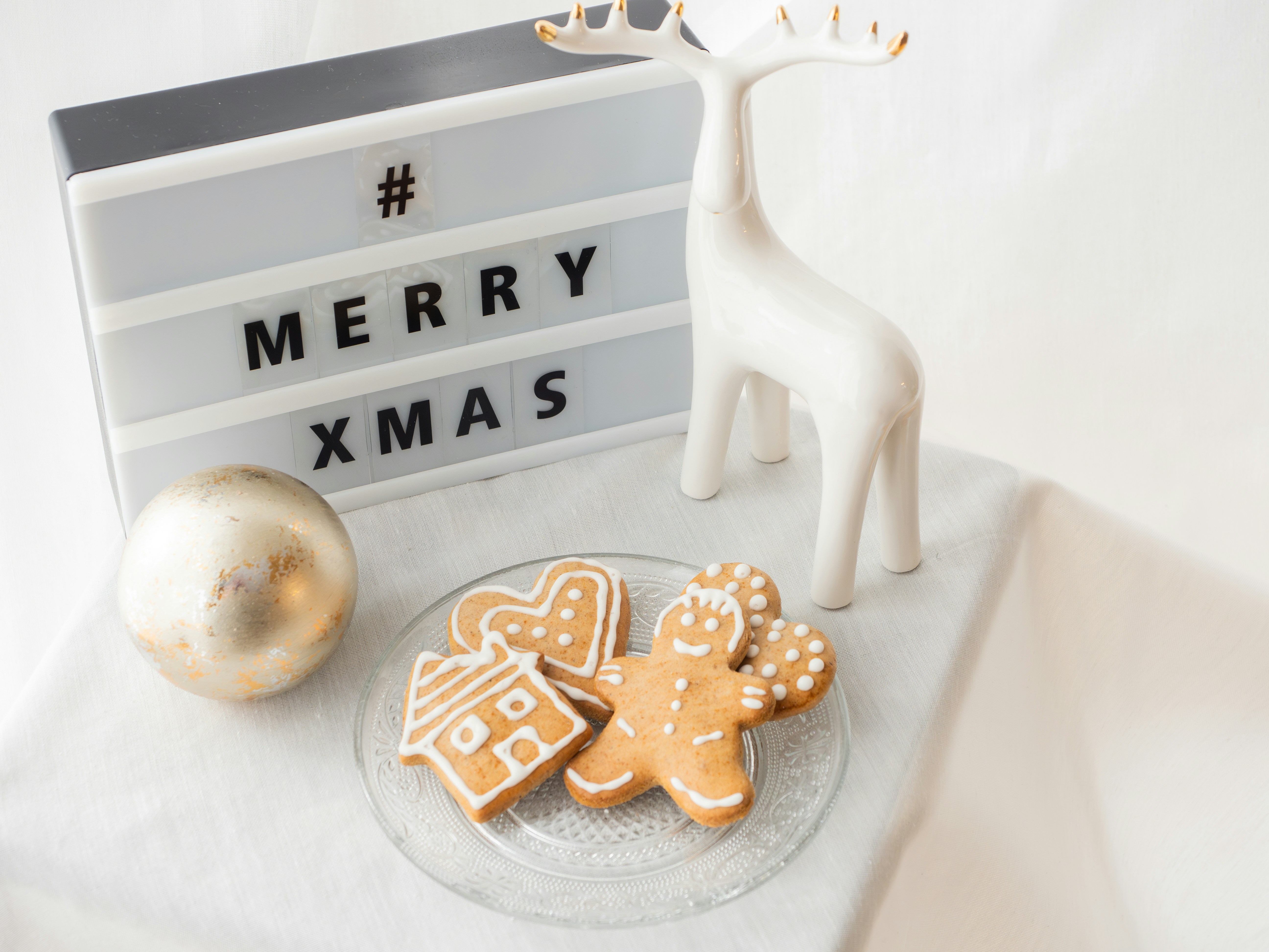 Lightbox Greeting and Ginger Treats: A Minimalist Christmas Still Life