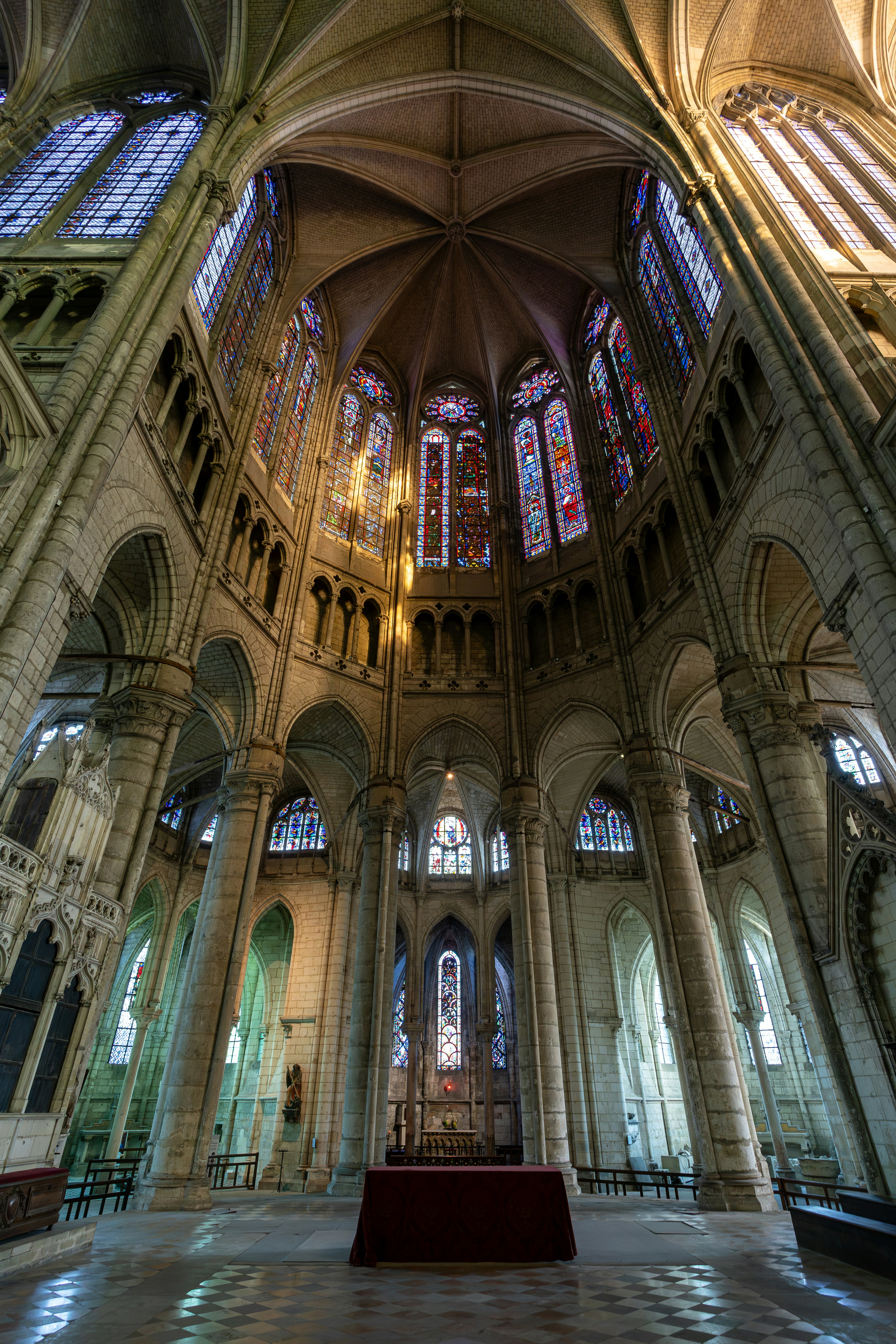 The inside of a cathedral with stained glass windows photo – Free Saint ...