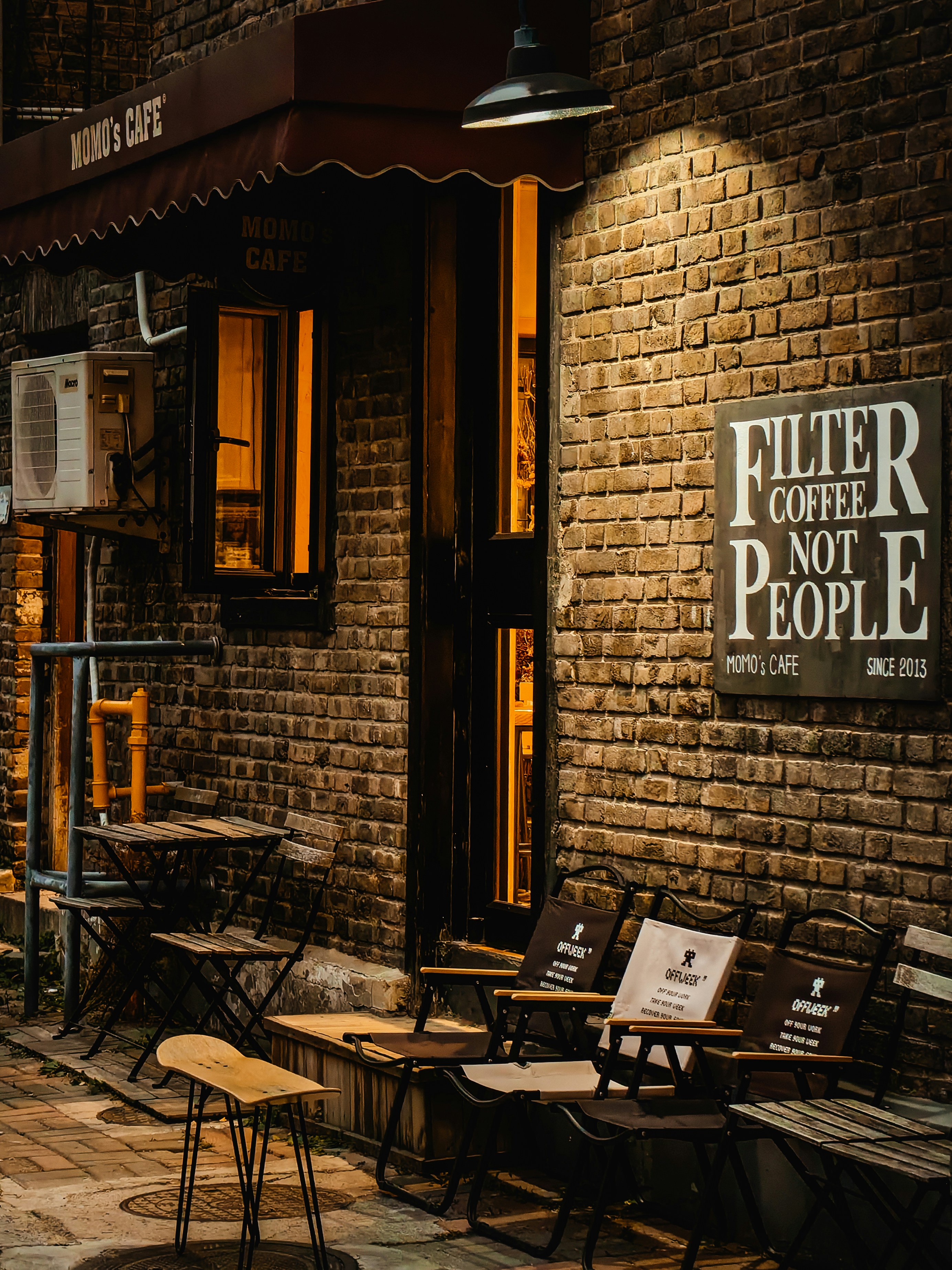 Cafe Alleyways: Warm Light and Brick Echoes
