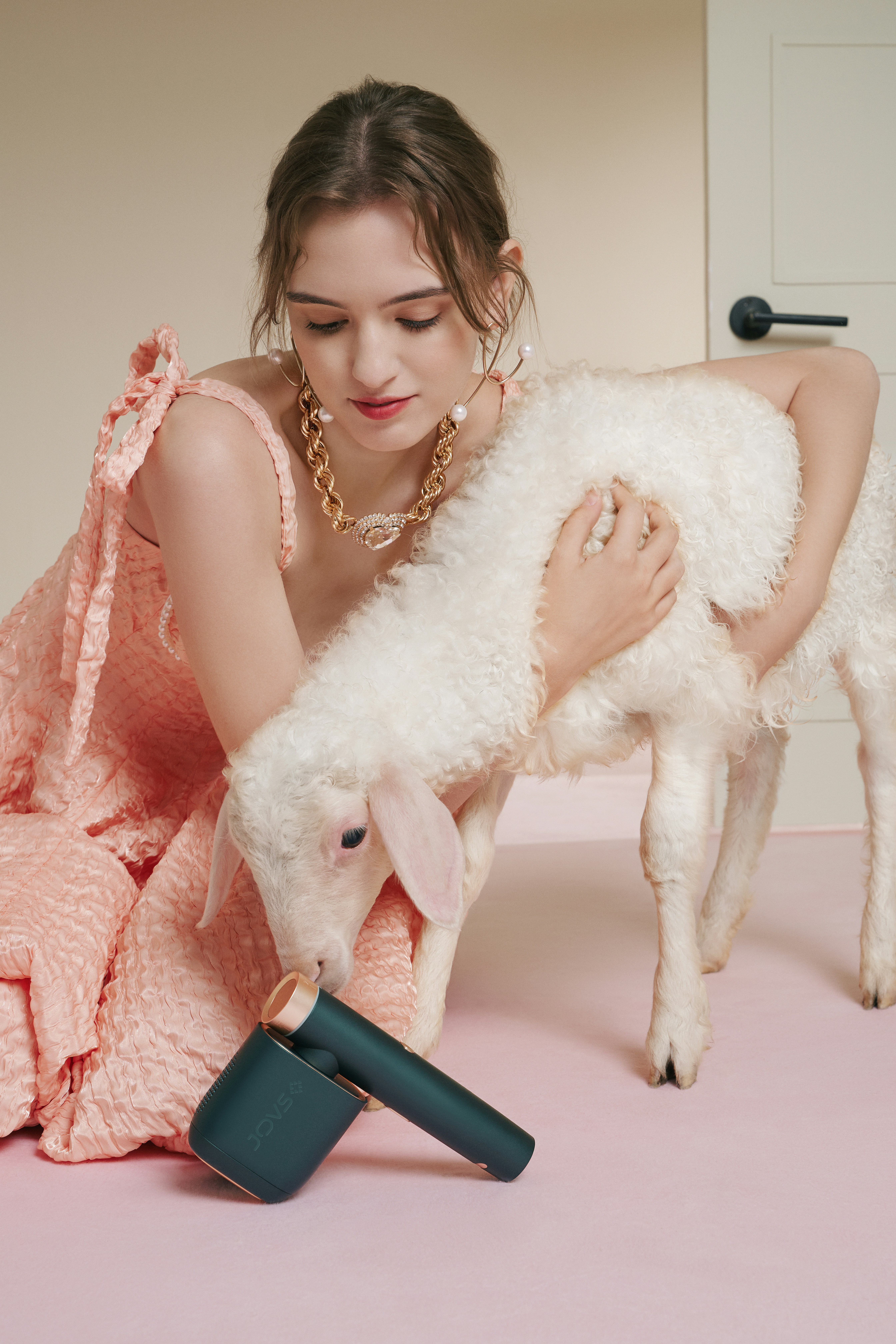 Pastel Portrait: A Pink Dress, Woolly Muse, and a Teal Gadget