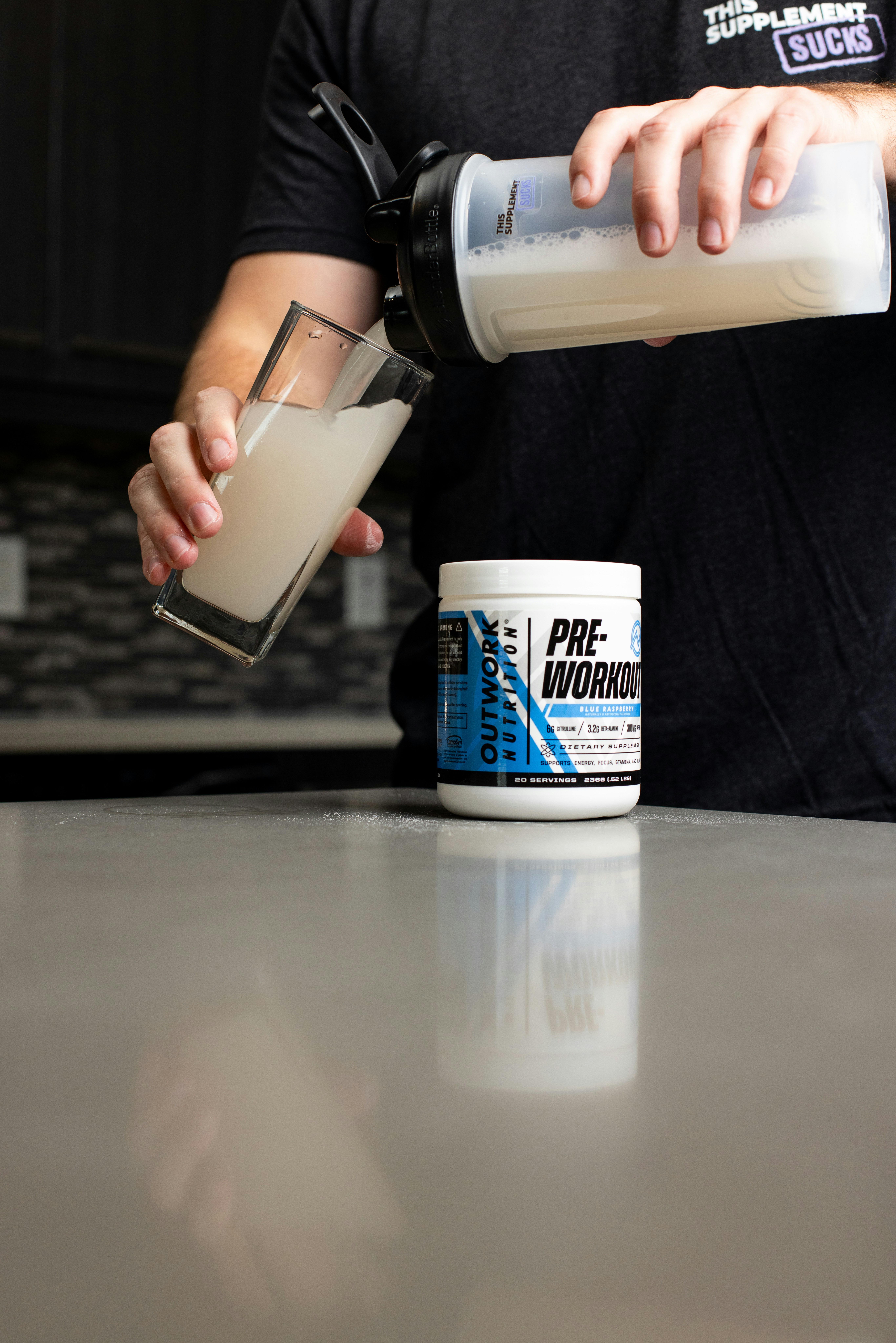 Protein Shake Pour: Barista-forged Foam Meets Pre-Workout Glow