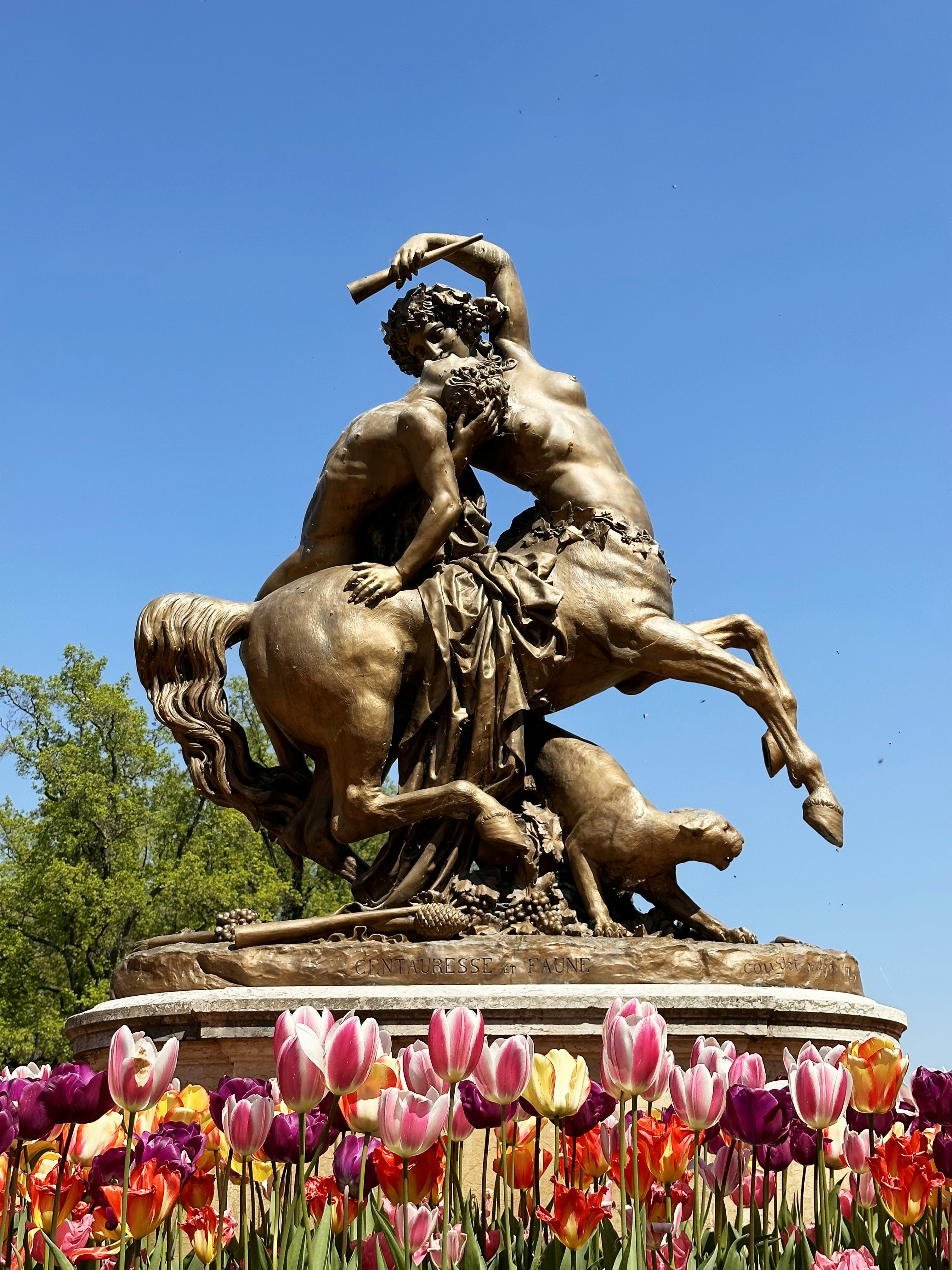 Bronze Ballet: The Duel on a Rearing Horse Beneath a Spring Sky