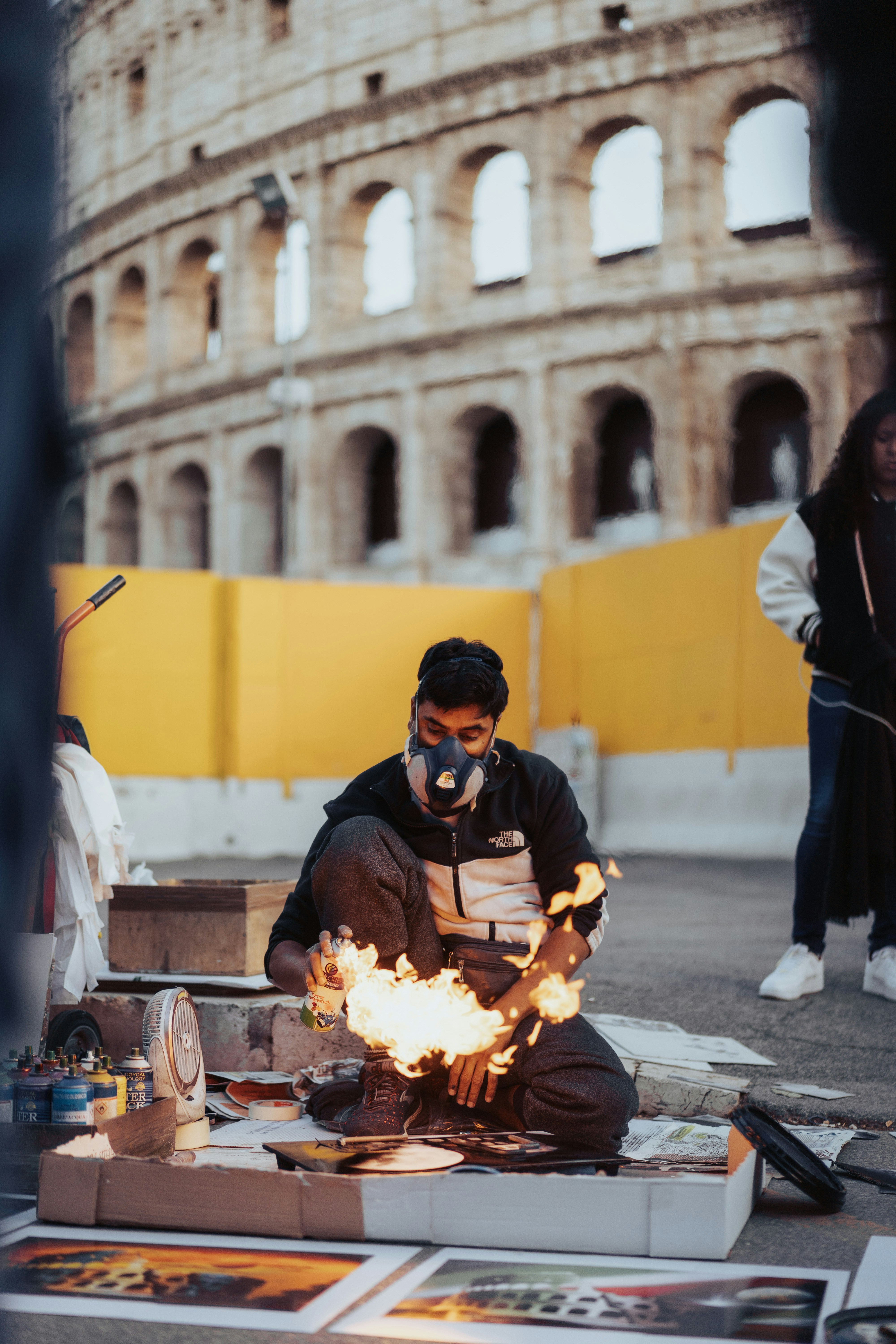 Flame on the Pavement: Fire Performance Amid Art Prints and Ancient Arches