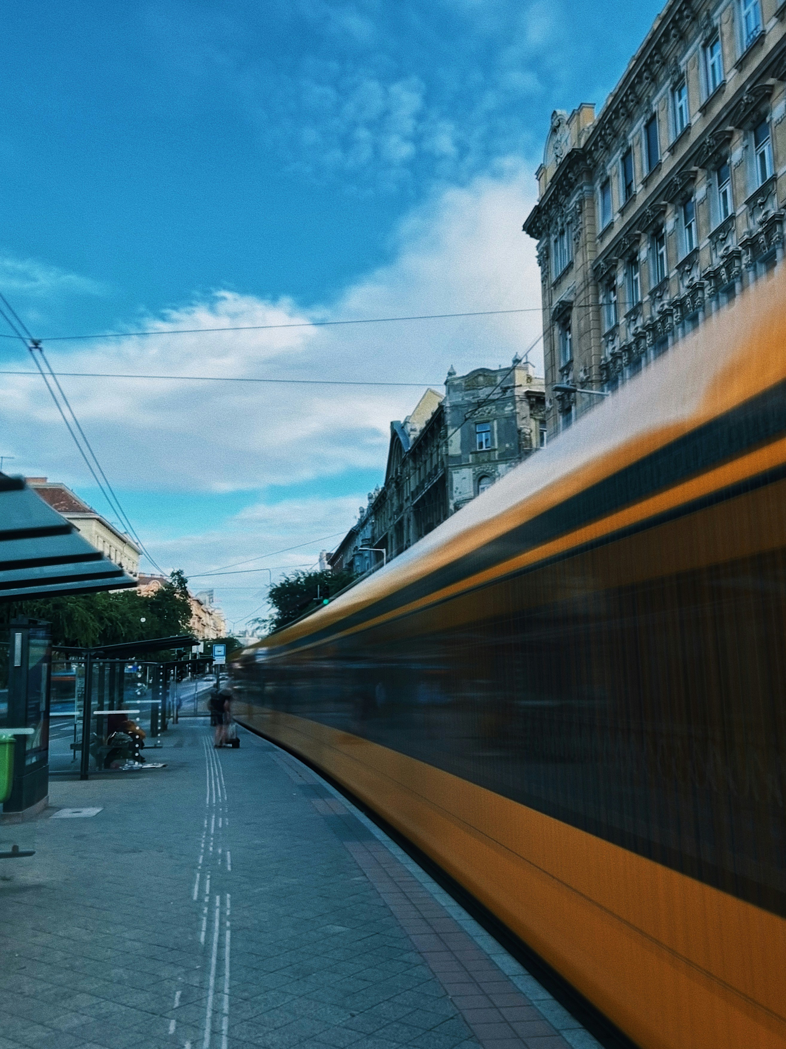 Golden Tramscape: The City Blurs as the Tram Speeds By
