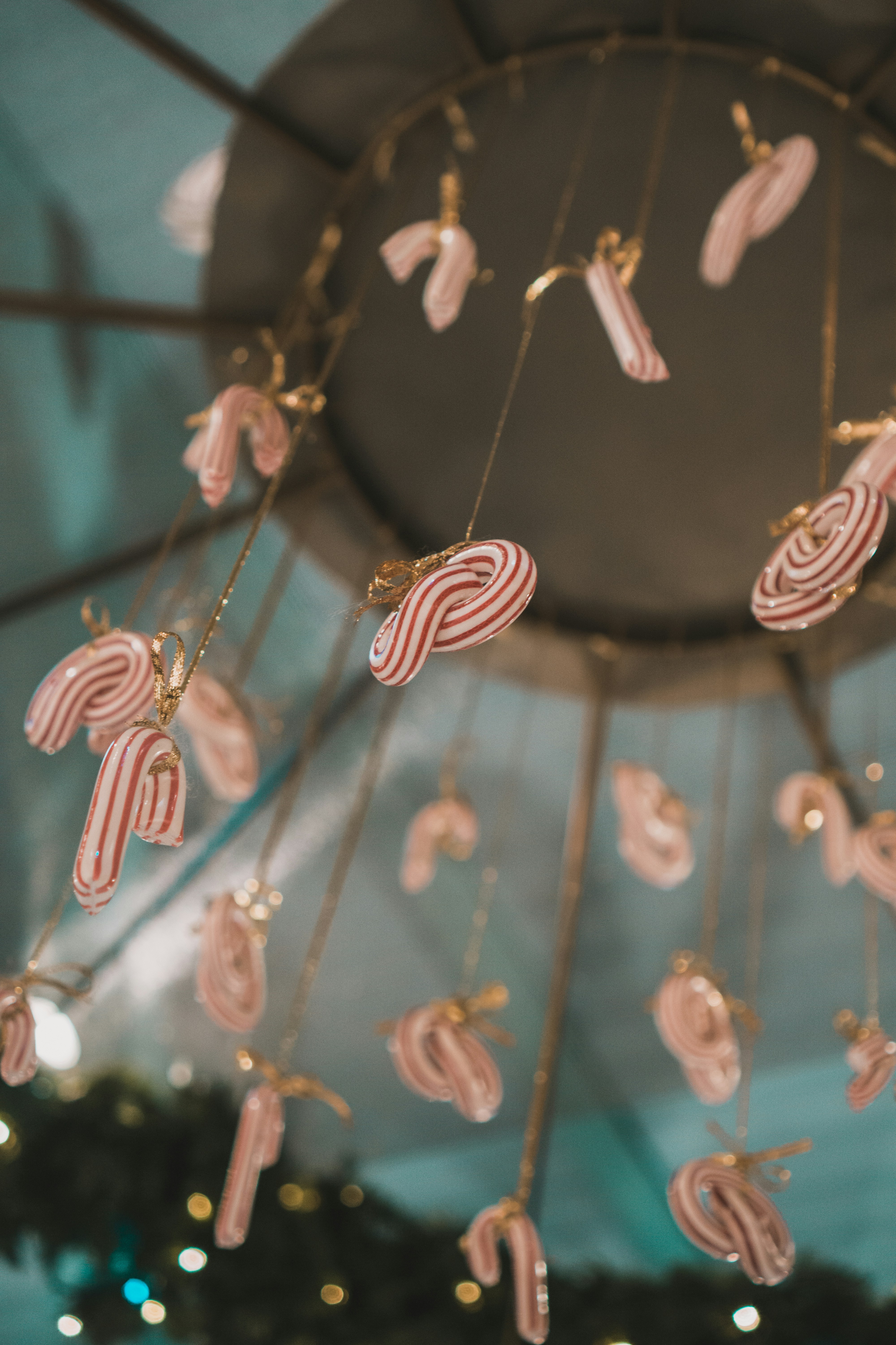 Candy Cane Ornaments in a Dreamy Ceiling Installation