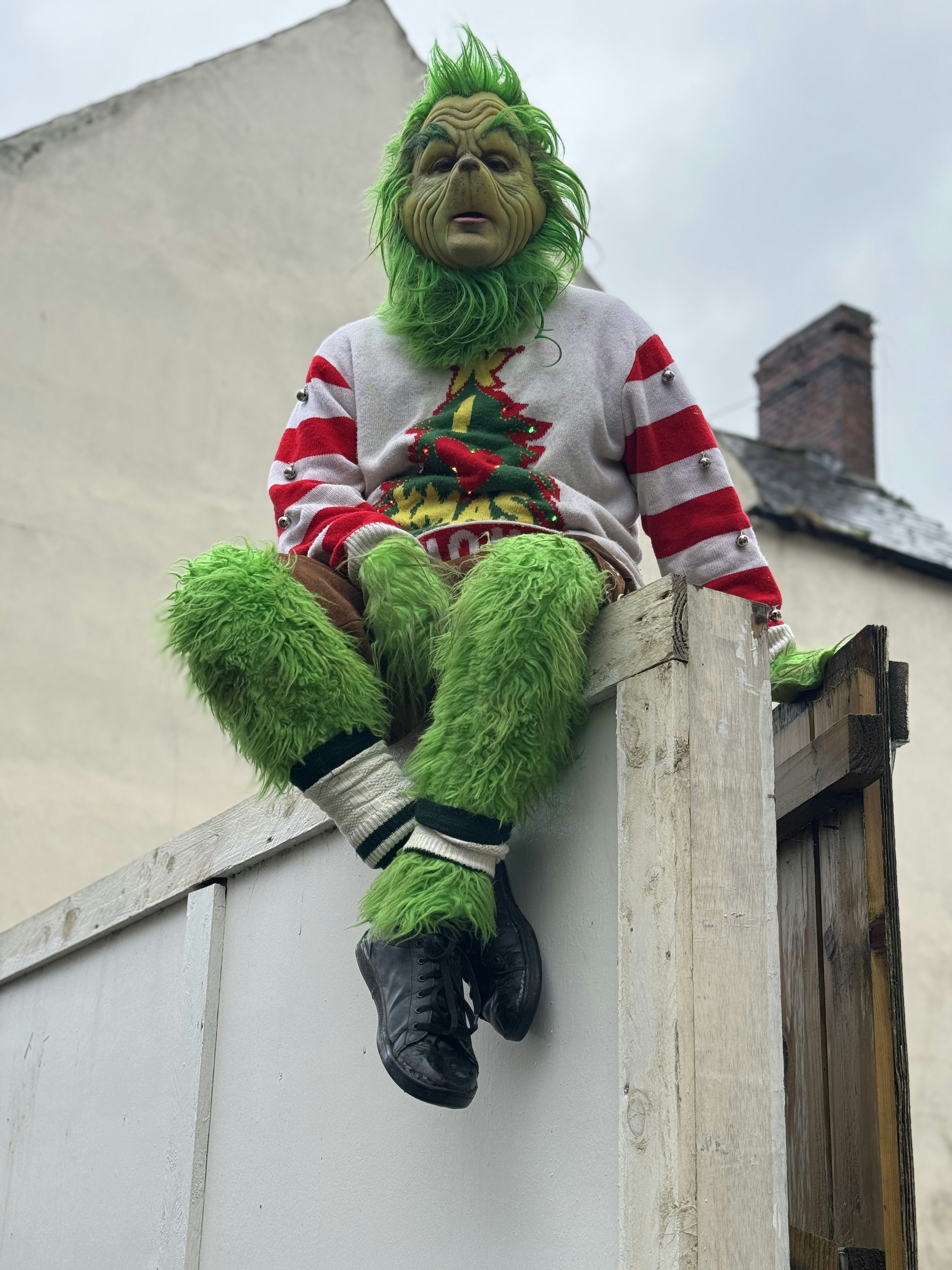 A green stuffed animal sitting on top of a wooden fence photo – Free ...