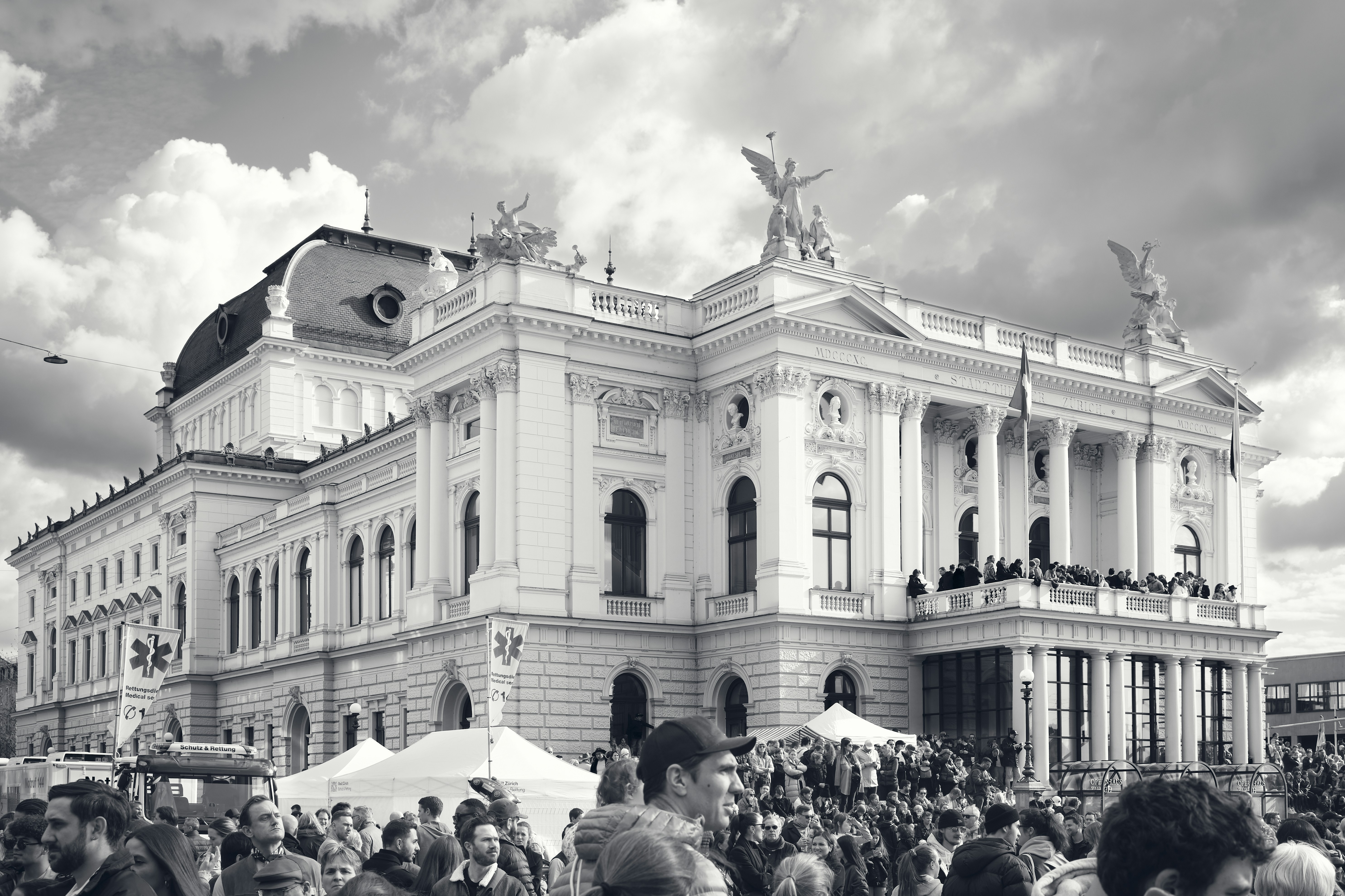 Beaux-Arts Opera House Crowded Plaza