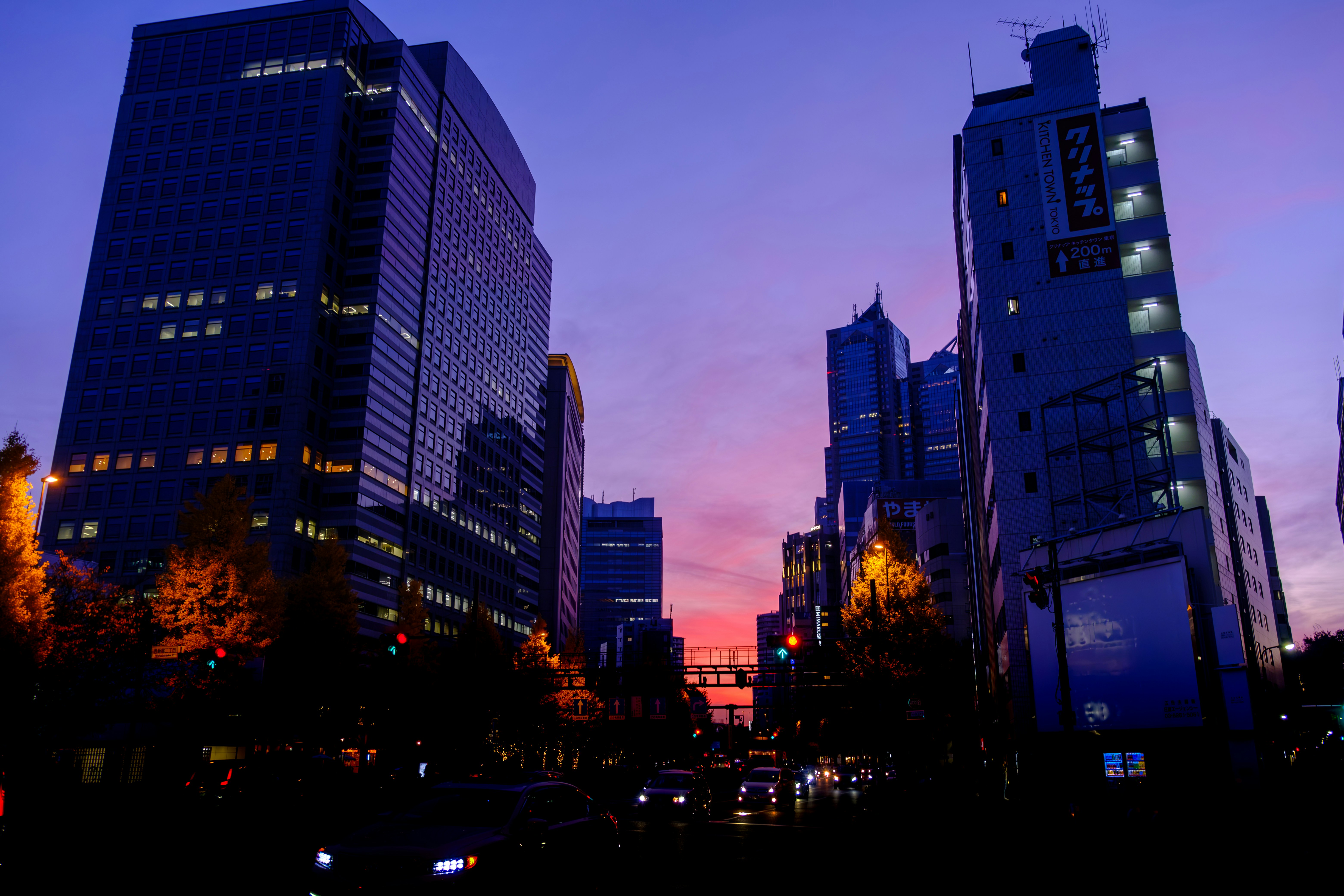 Sunset street in Tokyo