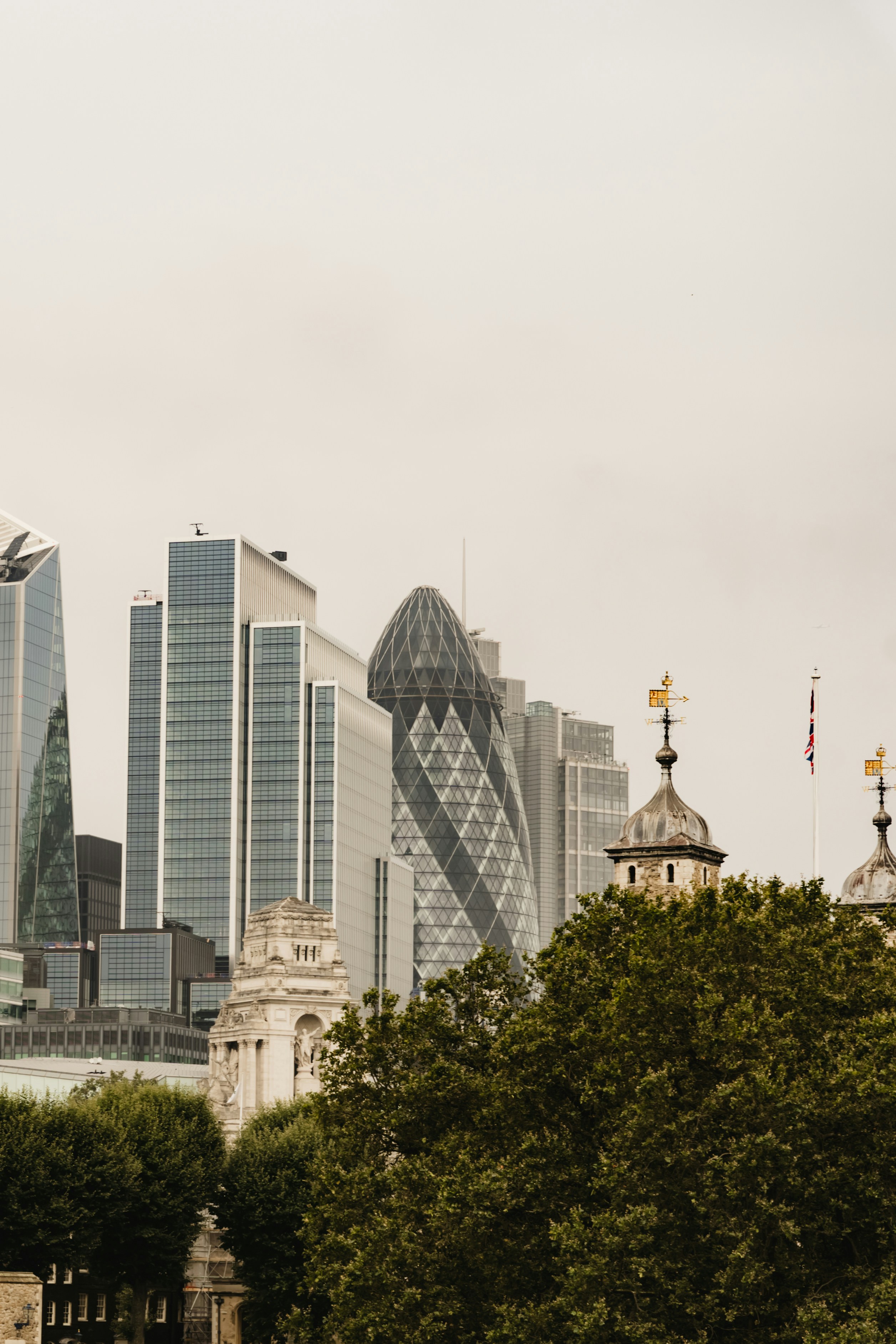 Gherkin Above the Green: London's Modern Silhouette