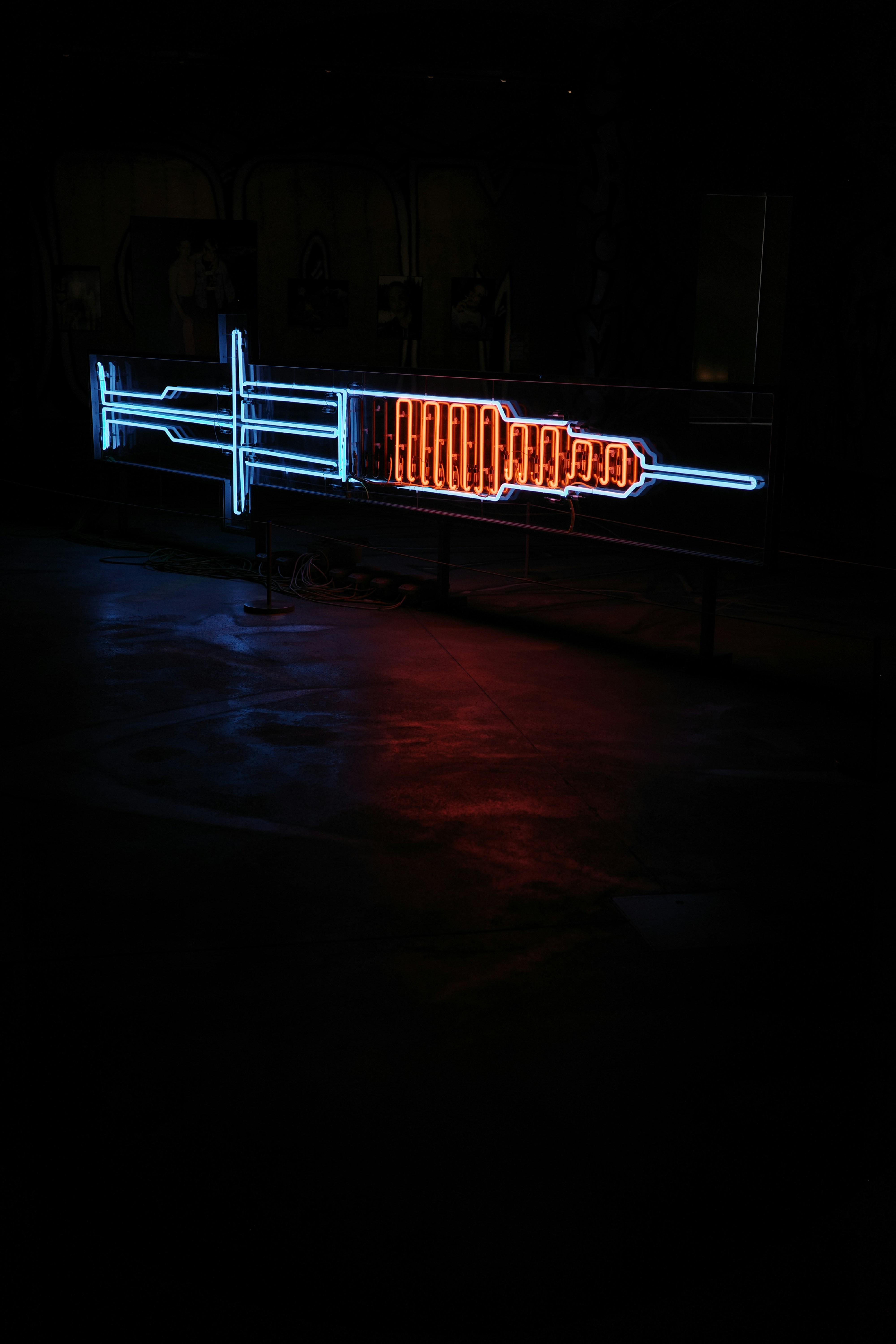 a bench that has some lights on it