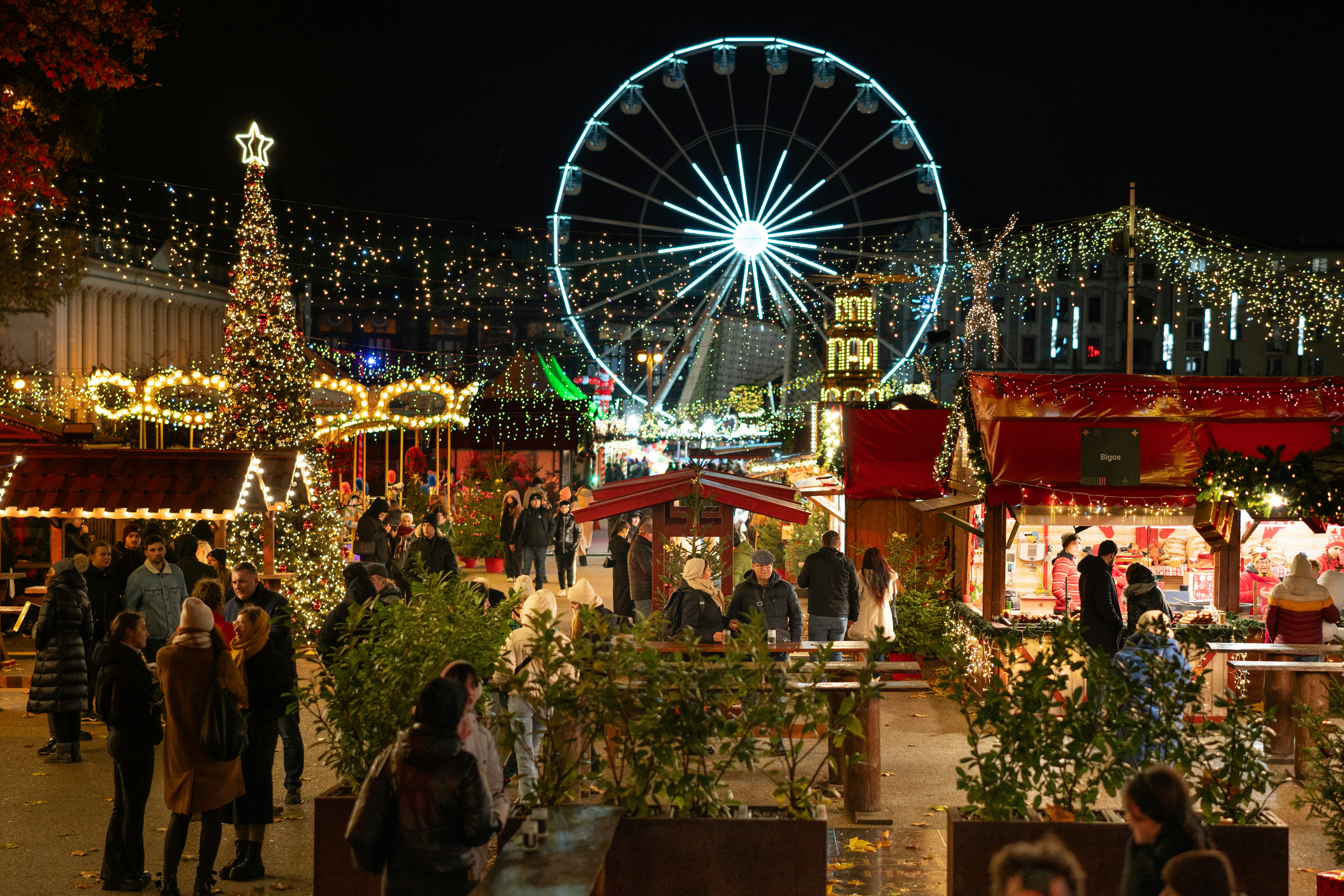Night Market at Joyful Heights: Ferris Wheel’s Neon Glow