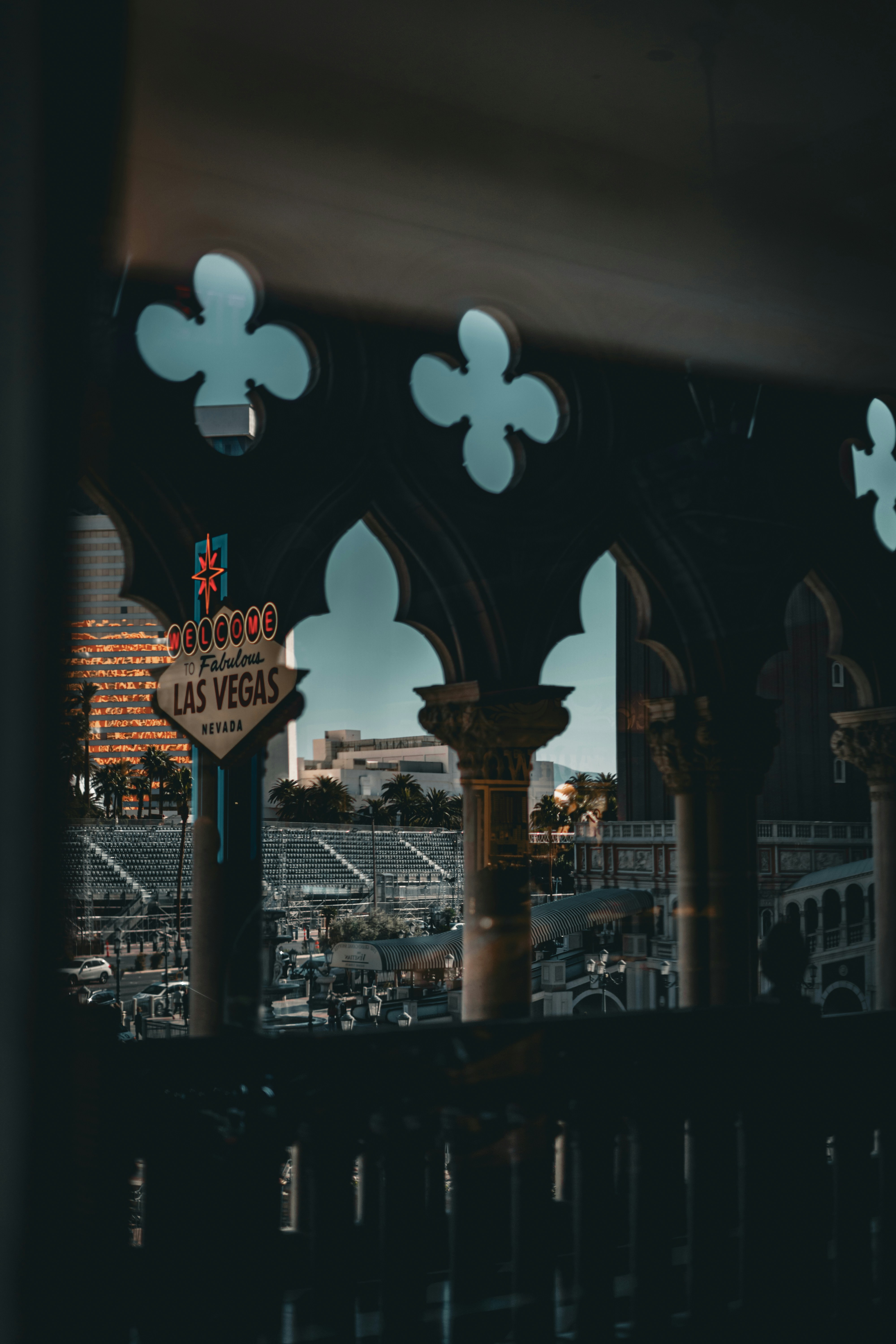 A view of the las vegas sign through a window photo – Free Las vegas ...