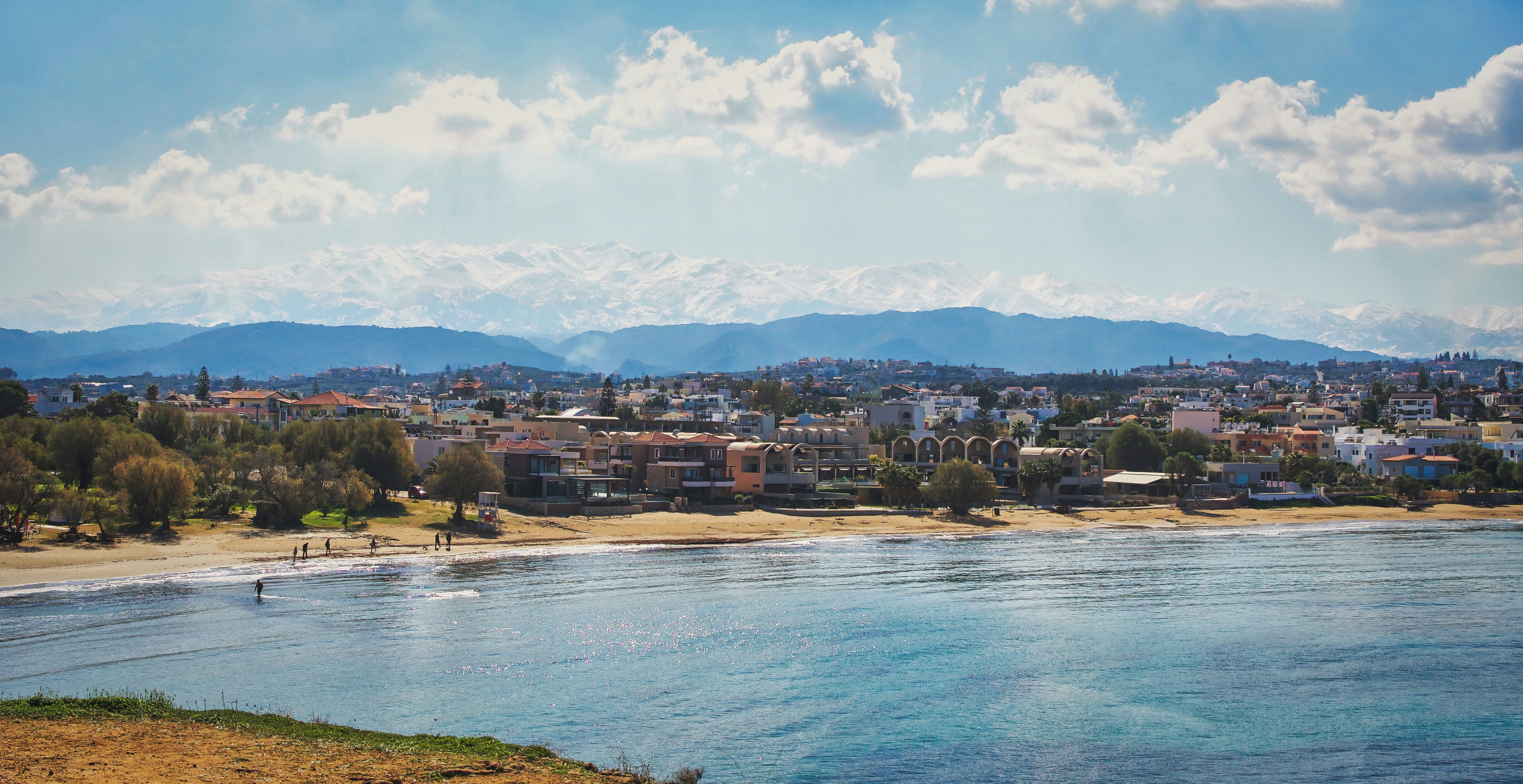 Coastal Townscape Under a Bright Sky