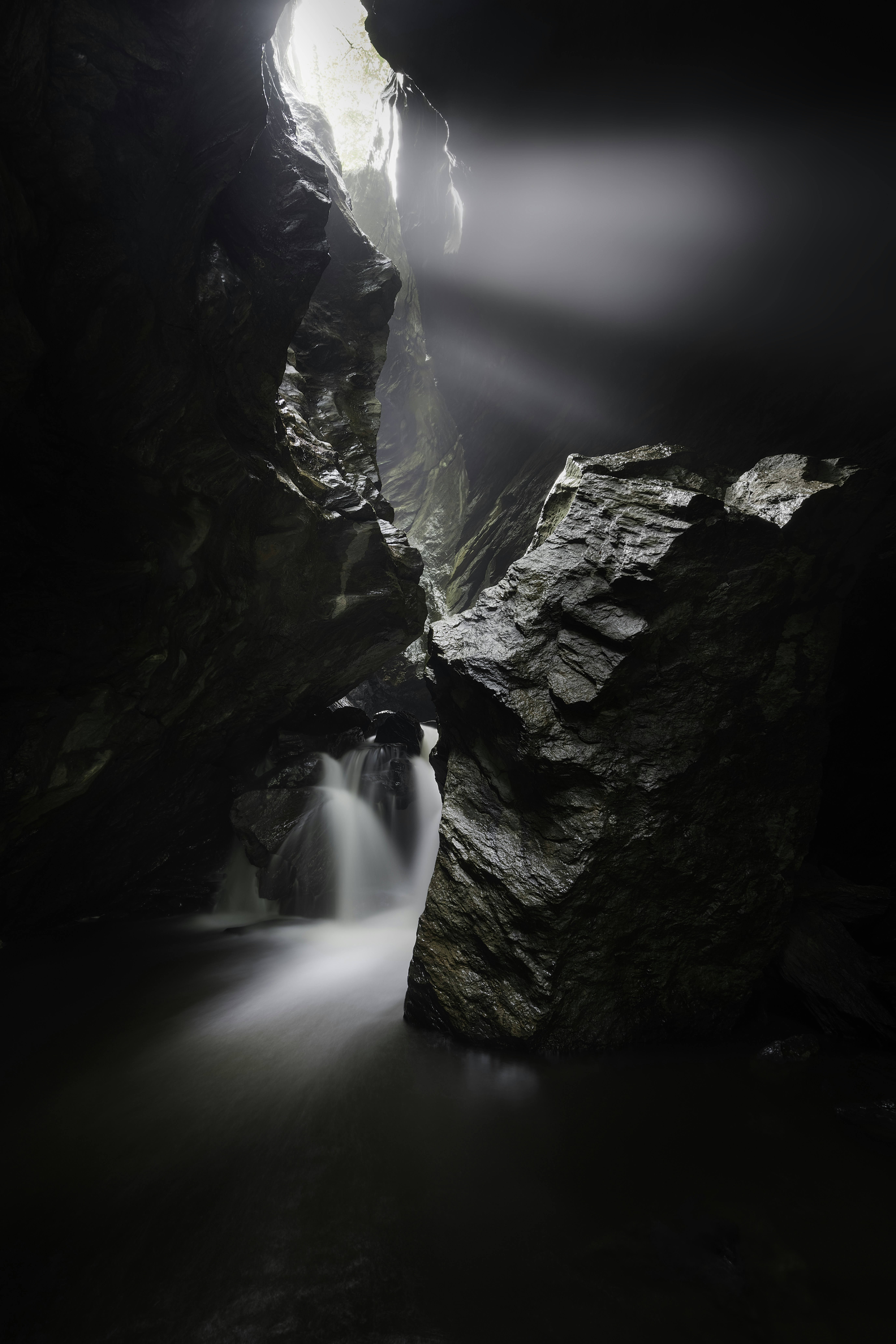 A long exposure of a waterfall in a cave photo – Free Grey Image on ...