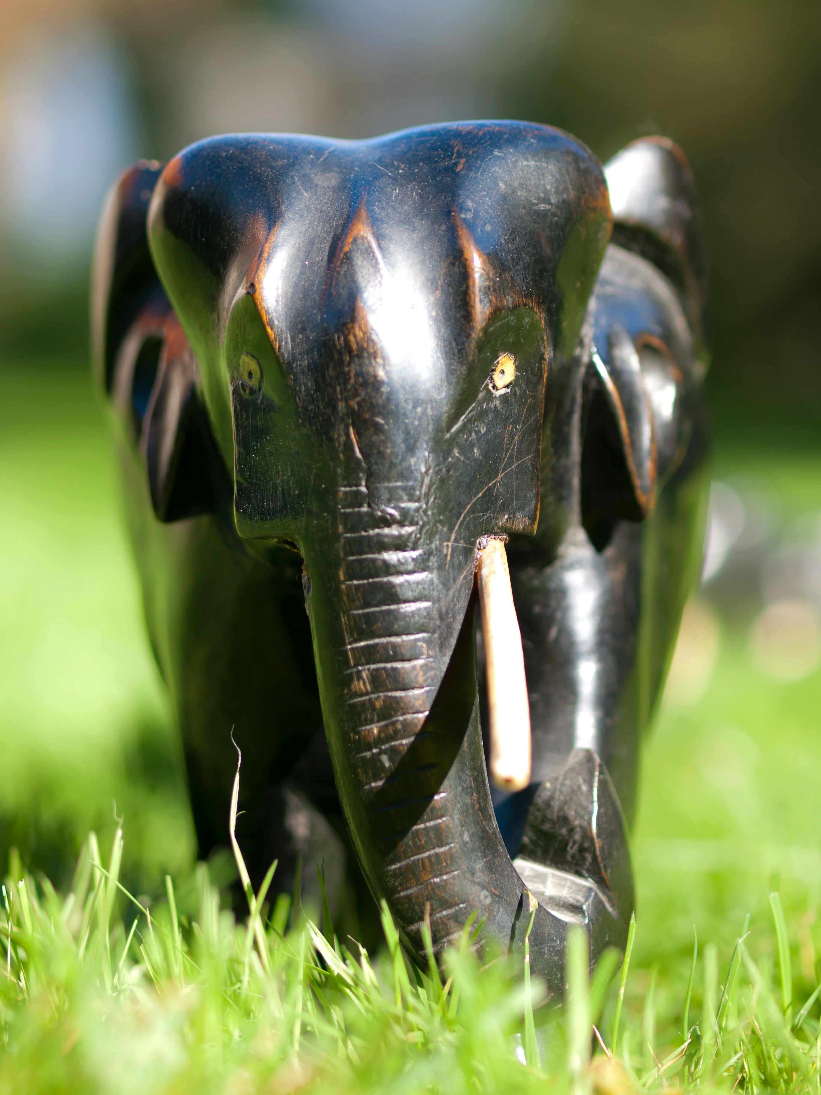 Iron Elephant Sentinel in Sunlit Grass