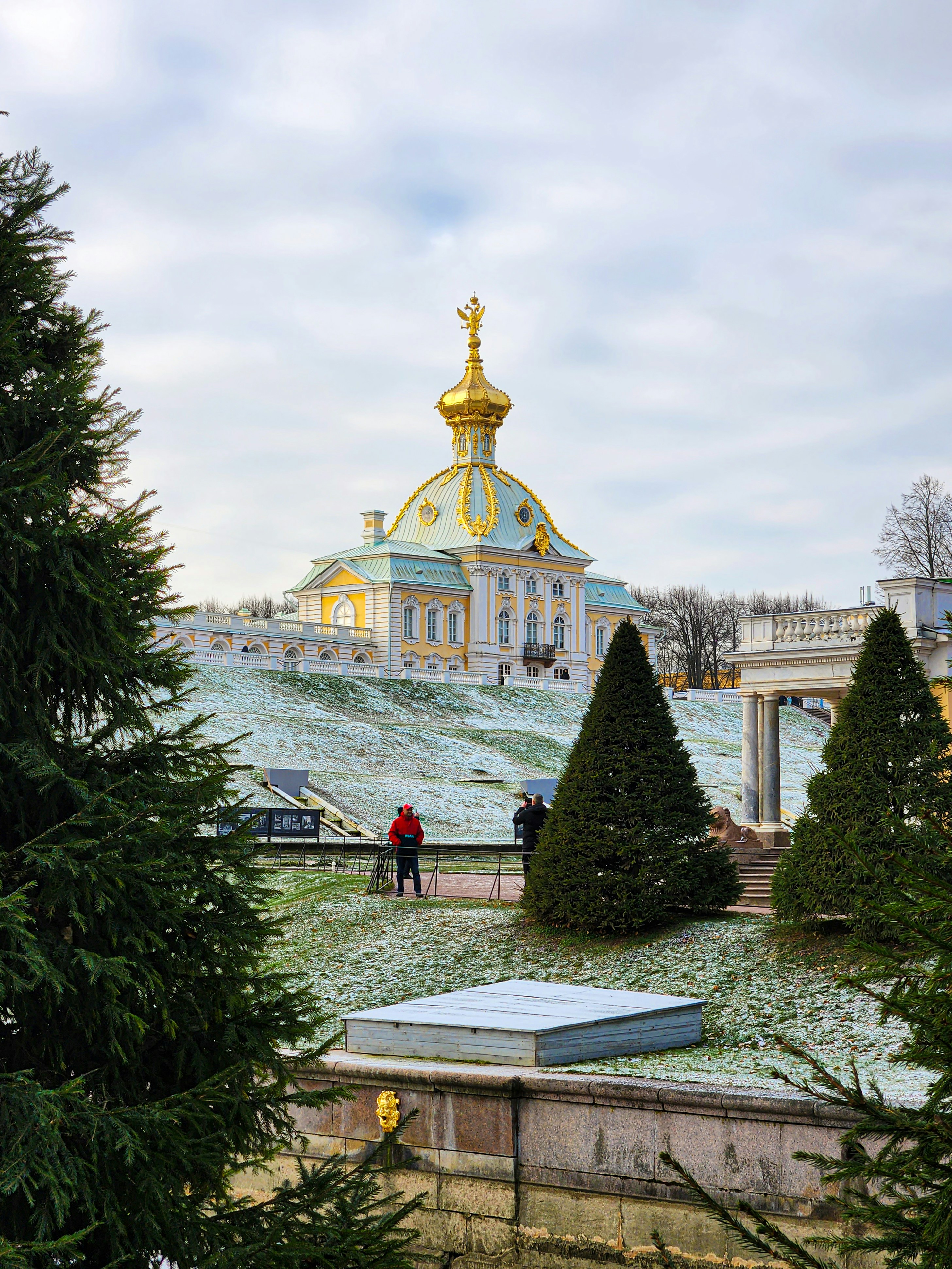 Gold Dome Over Courtyard: A Winter's Quiet at a Russian Palace
