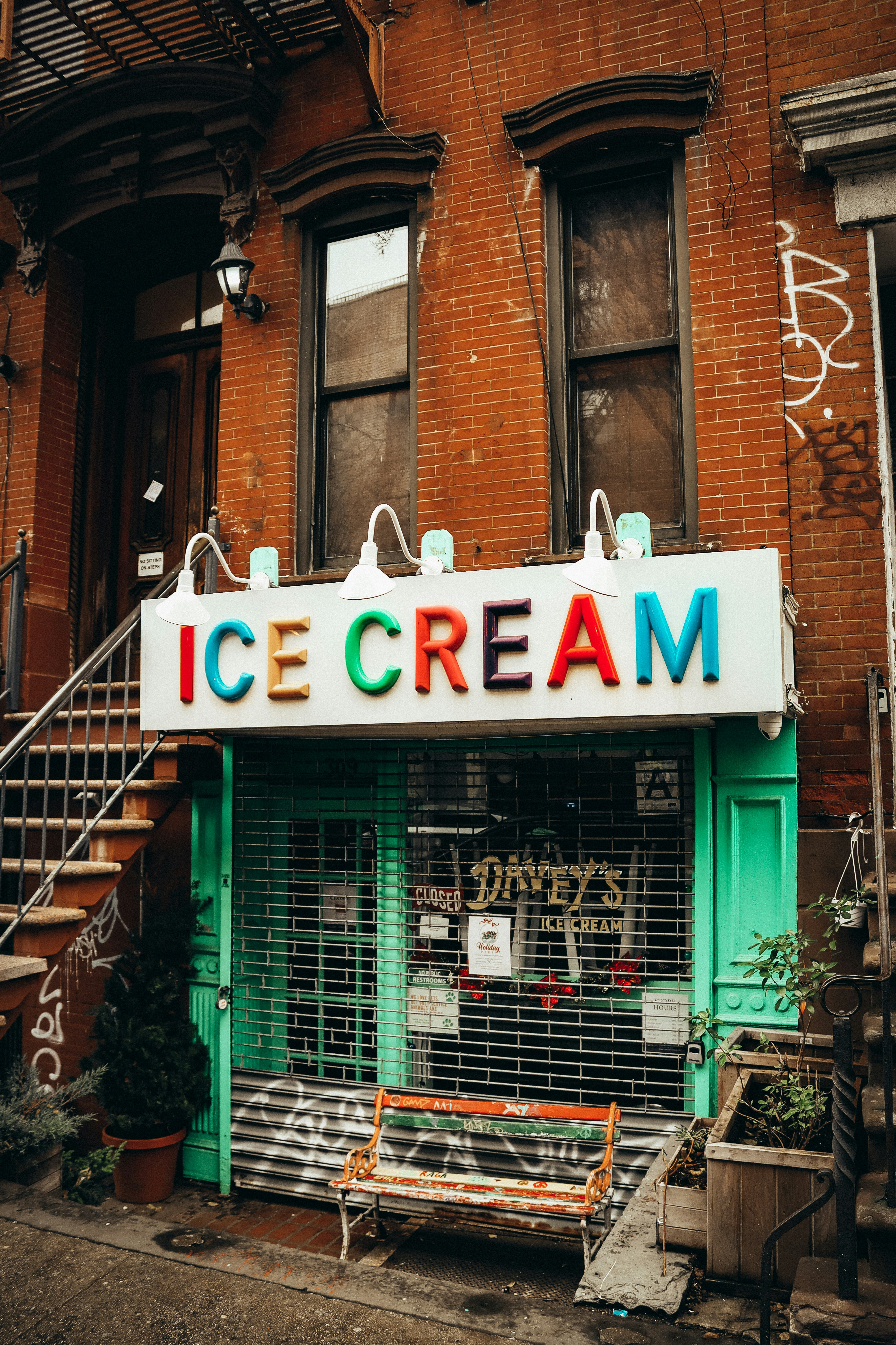 Ice Cream Neon in a Brick Arcade
