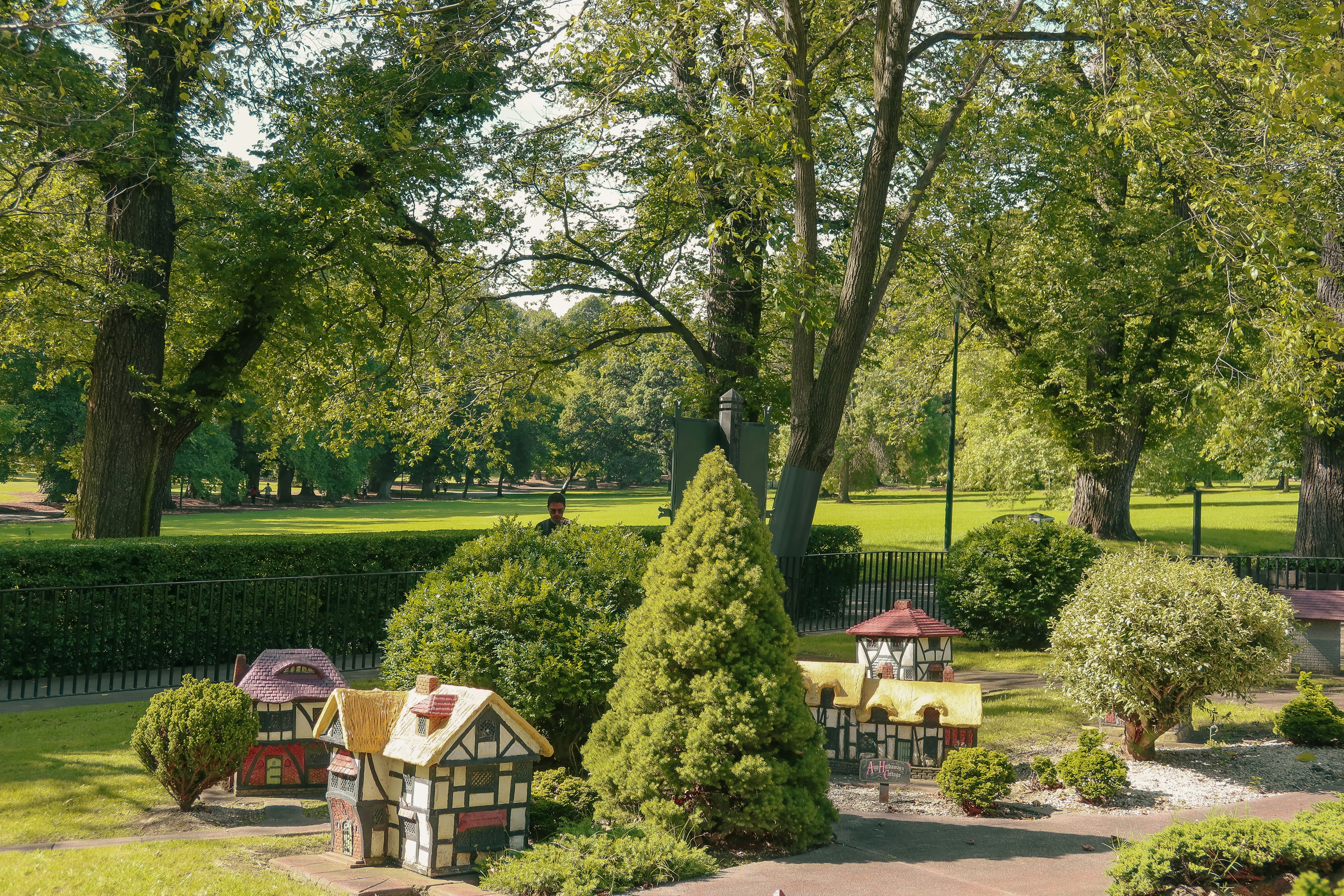 Miniature Village in a Sunlit Park