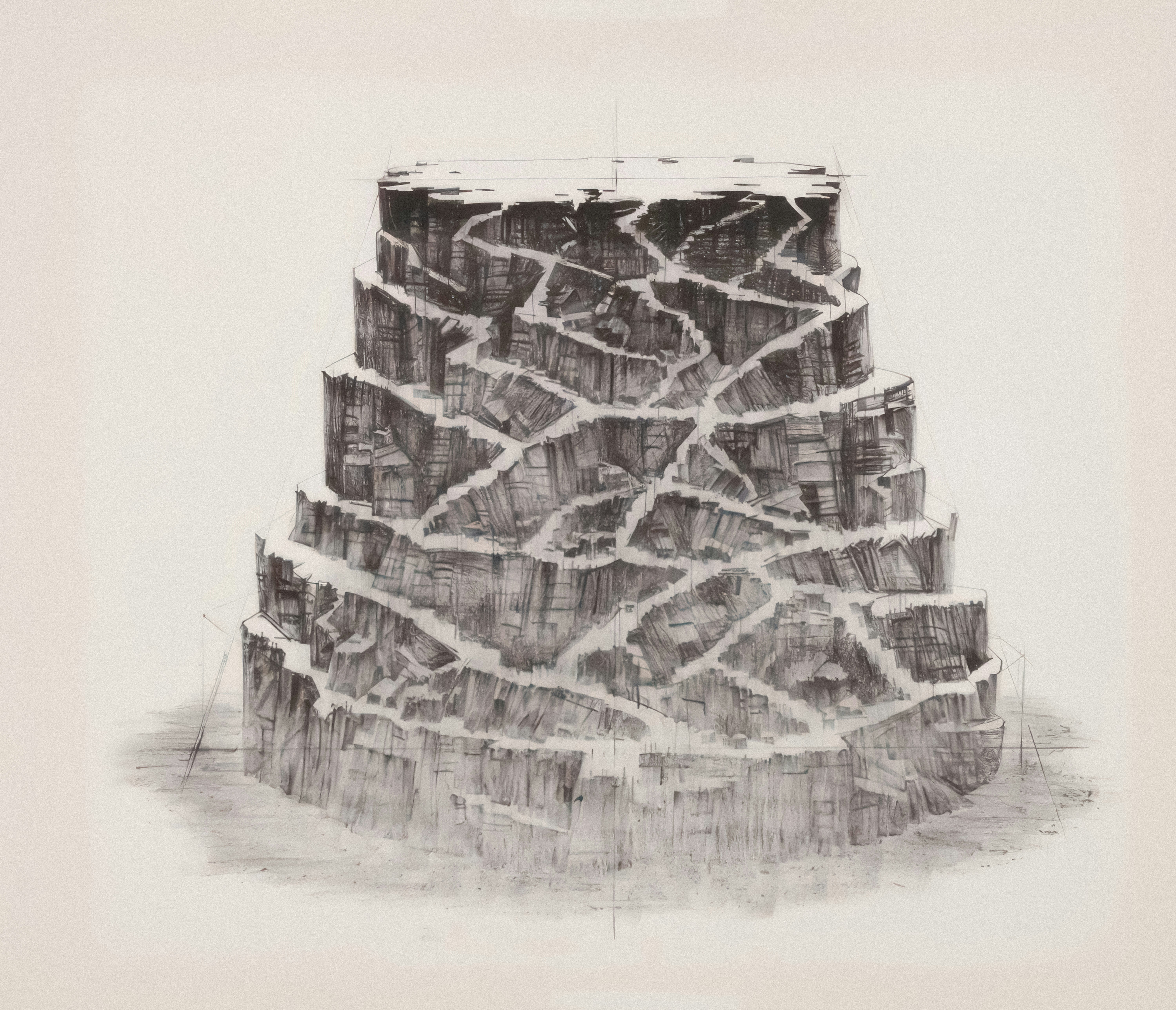 A black and white drawing of a tall structure photo – Free Art Image on ...