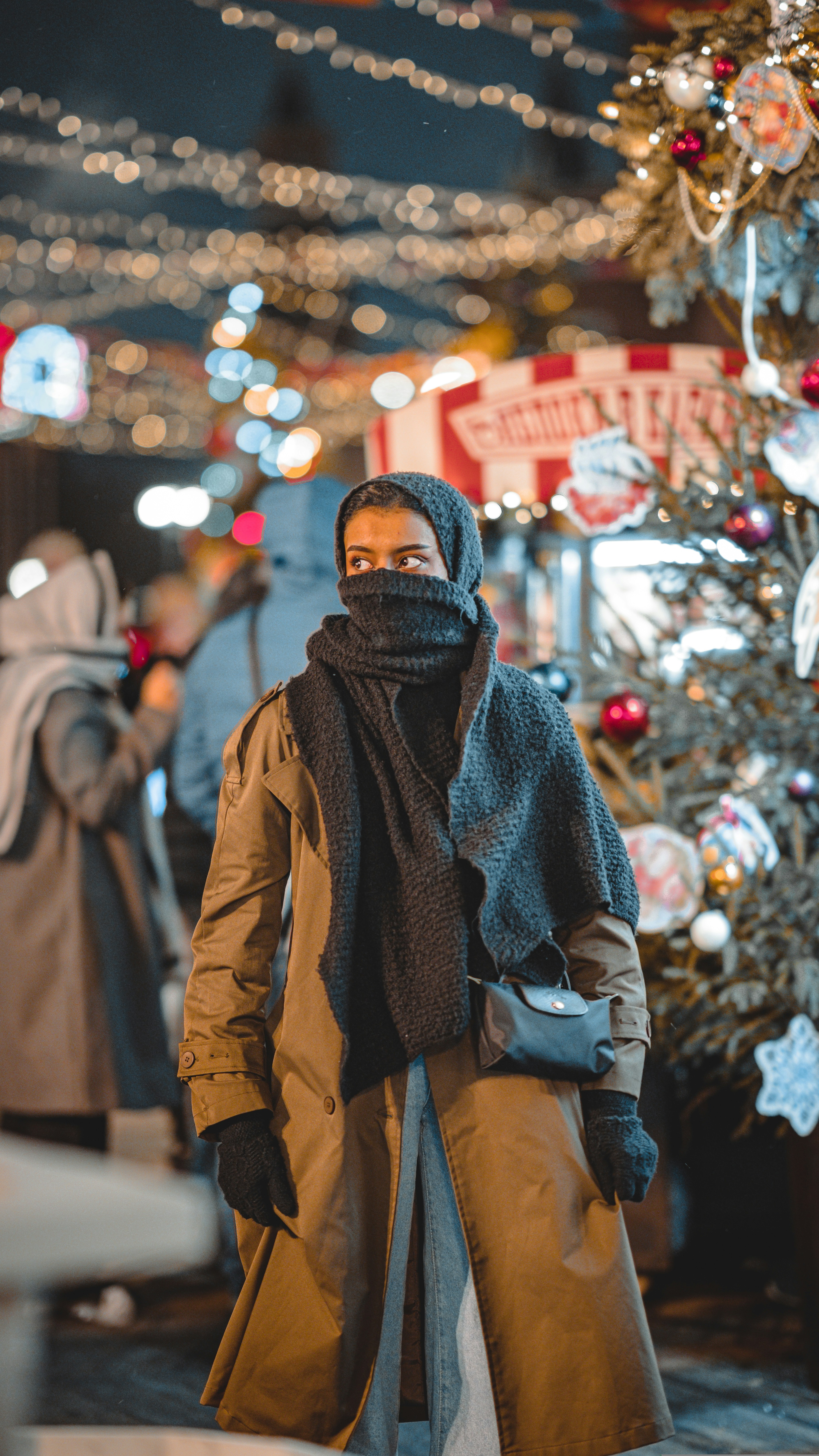Wrapped in Warmth Under Festive Lights at a Christmas Market