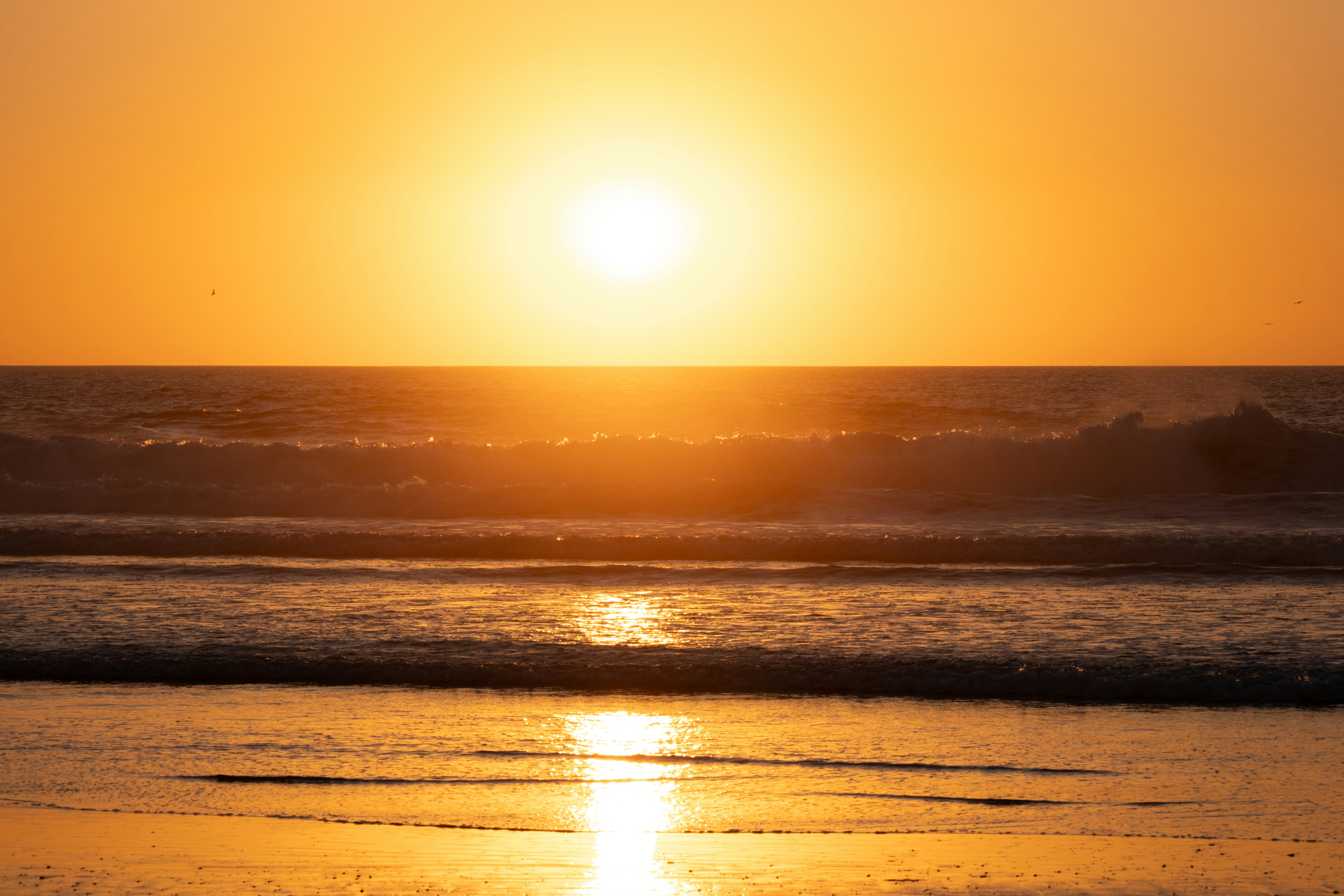 The sun is setting over the ocean with waves photo – Free California ...