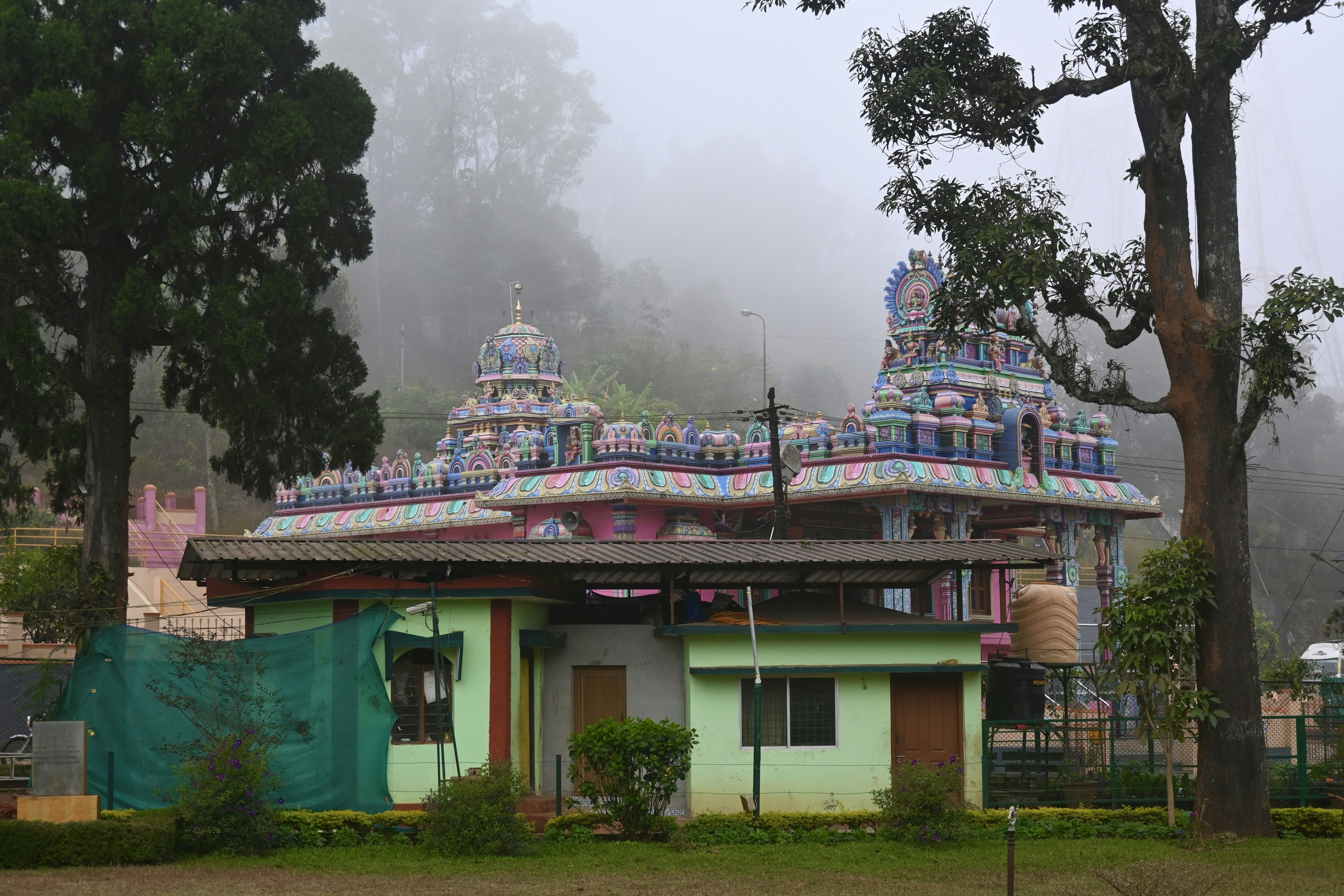 A temple located right next to Raja's Seat in Coorg.