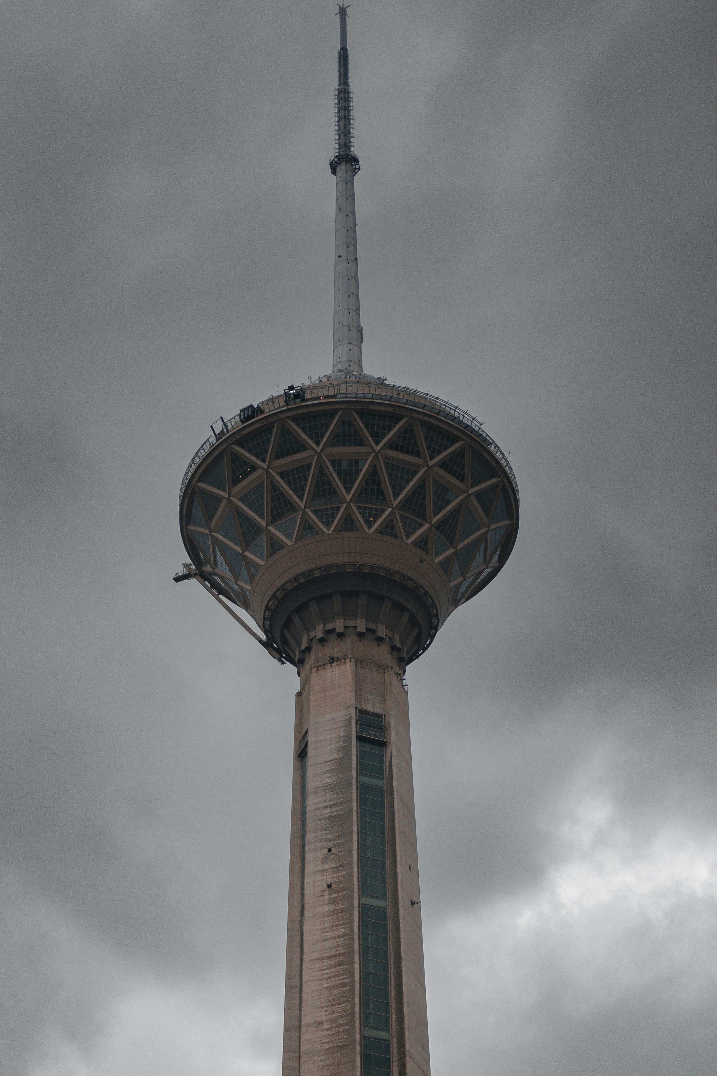 Iron Crown over Stormy Skies: The Circular Deck of a City TV Tower