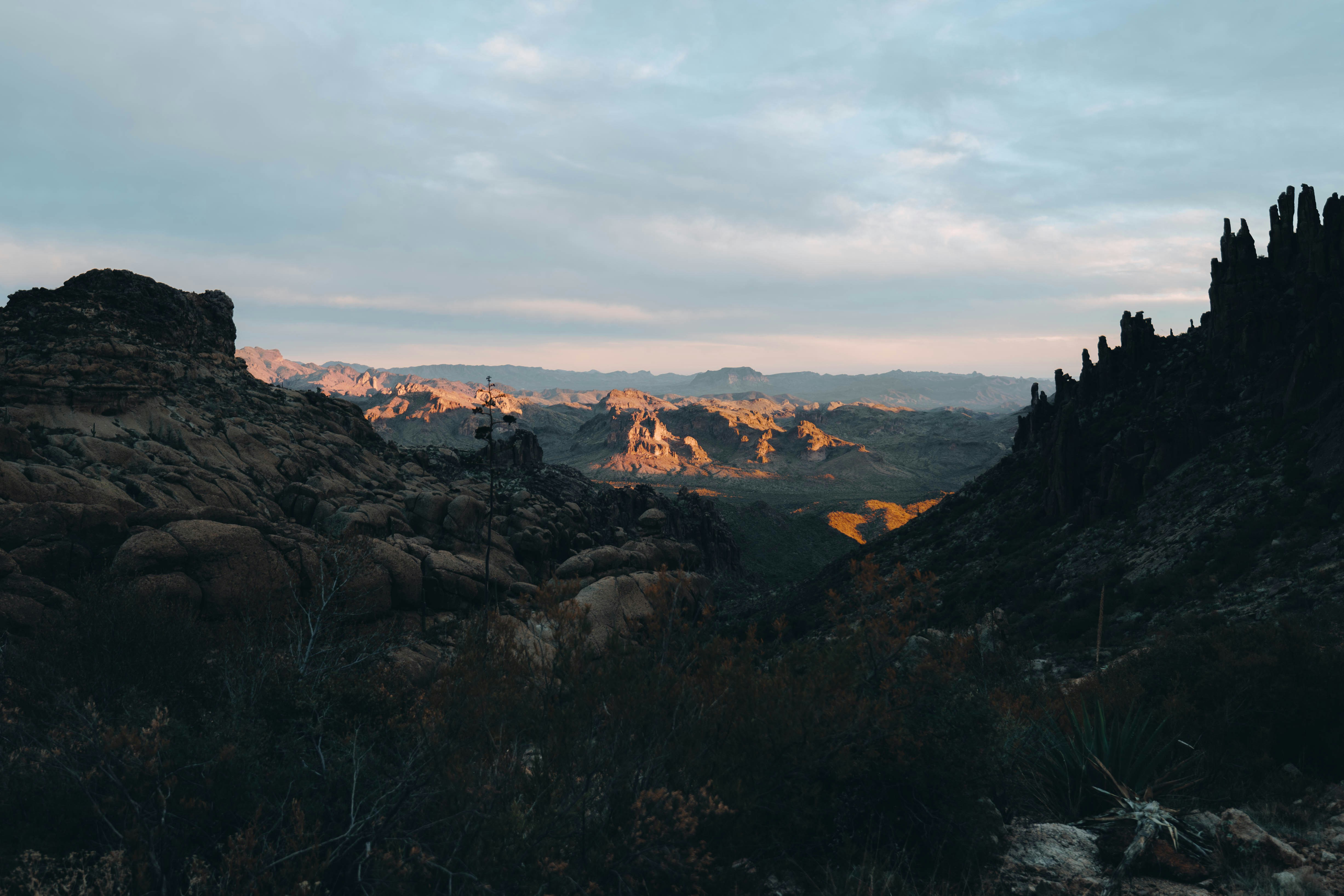 Sunlit Echoes Across a Desert Ridge