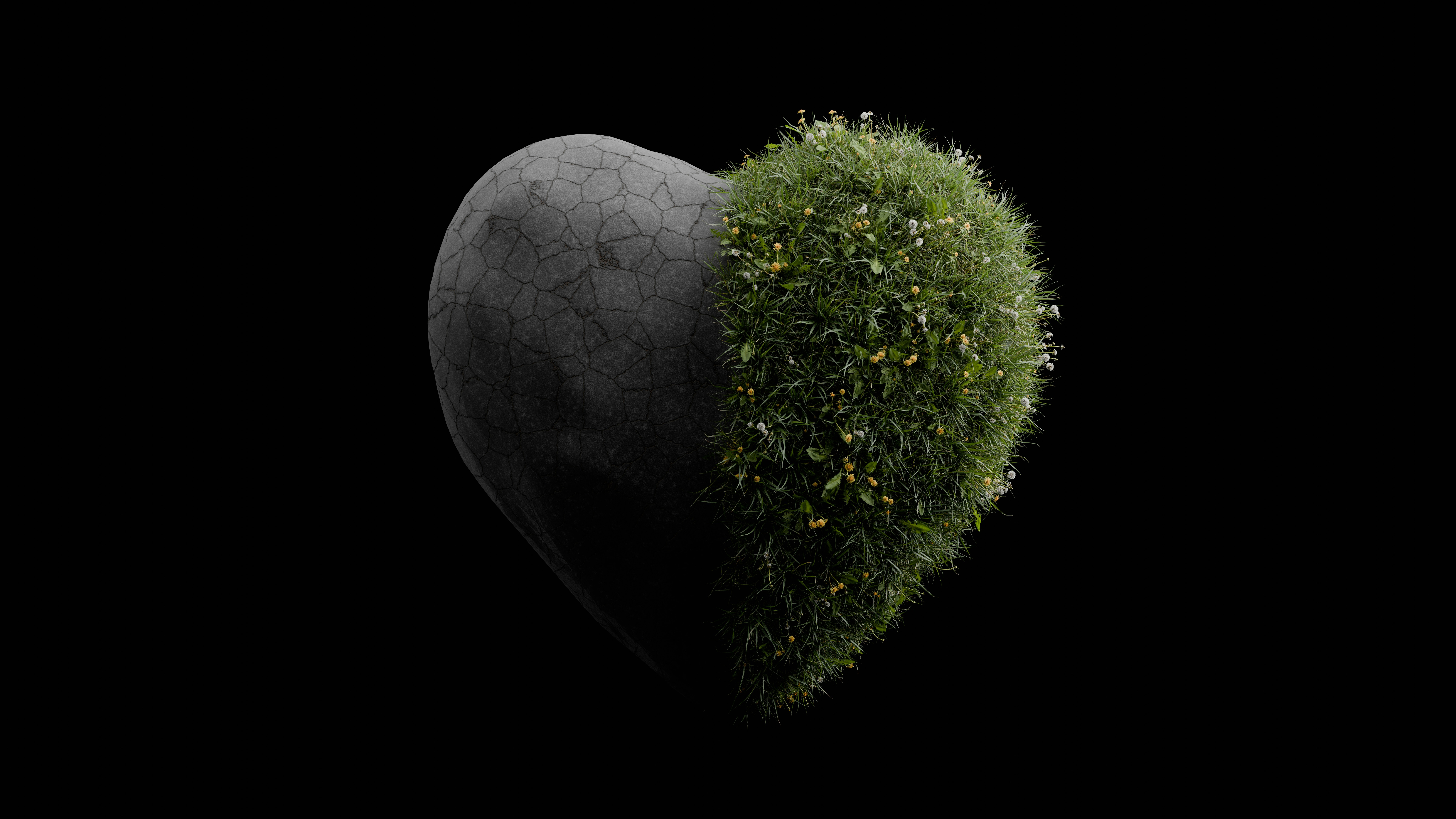 Un objeto en forma de corazón con una planta que crece fuera de él foto ...