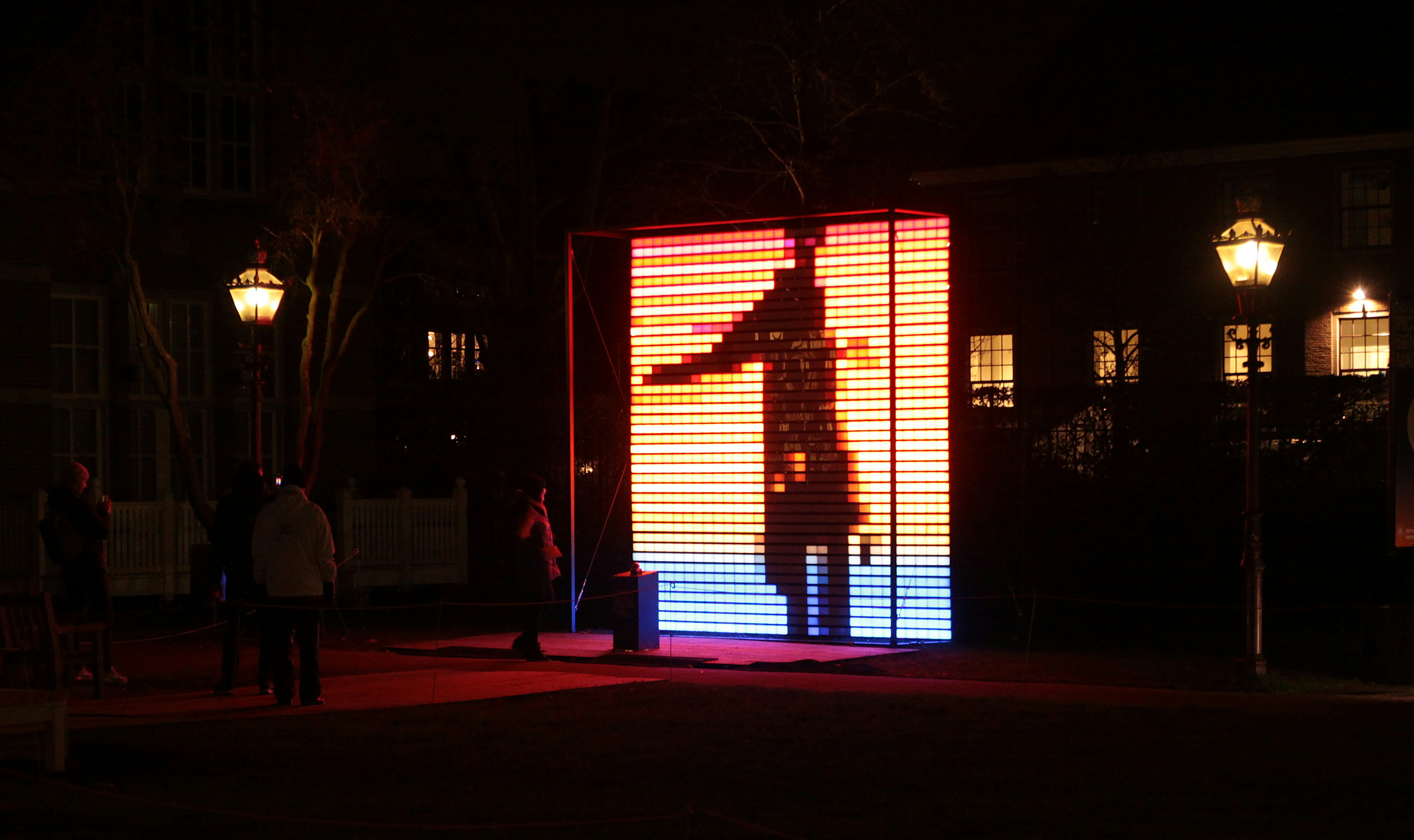 Neon Silhouette on a Floating Pixel Stage