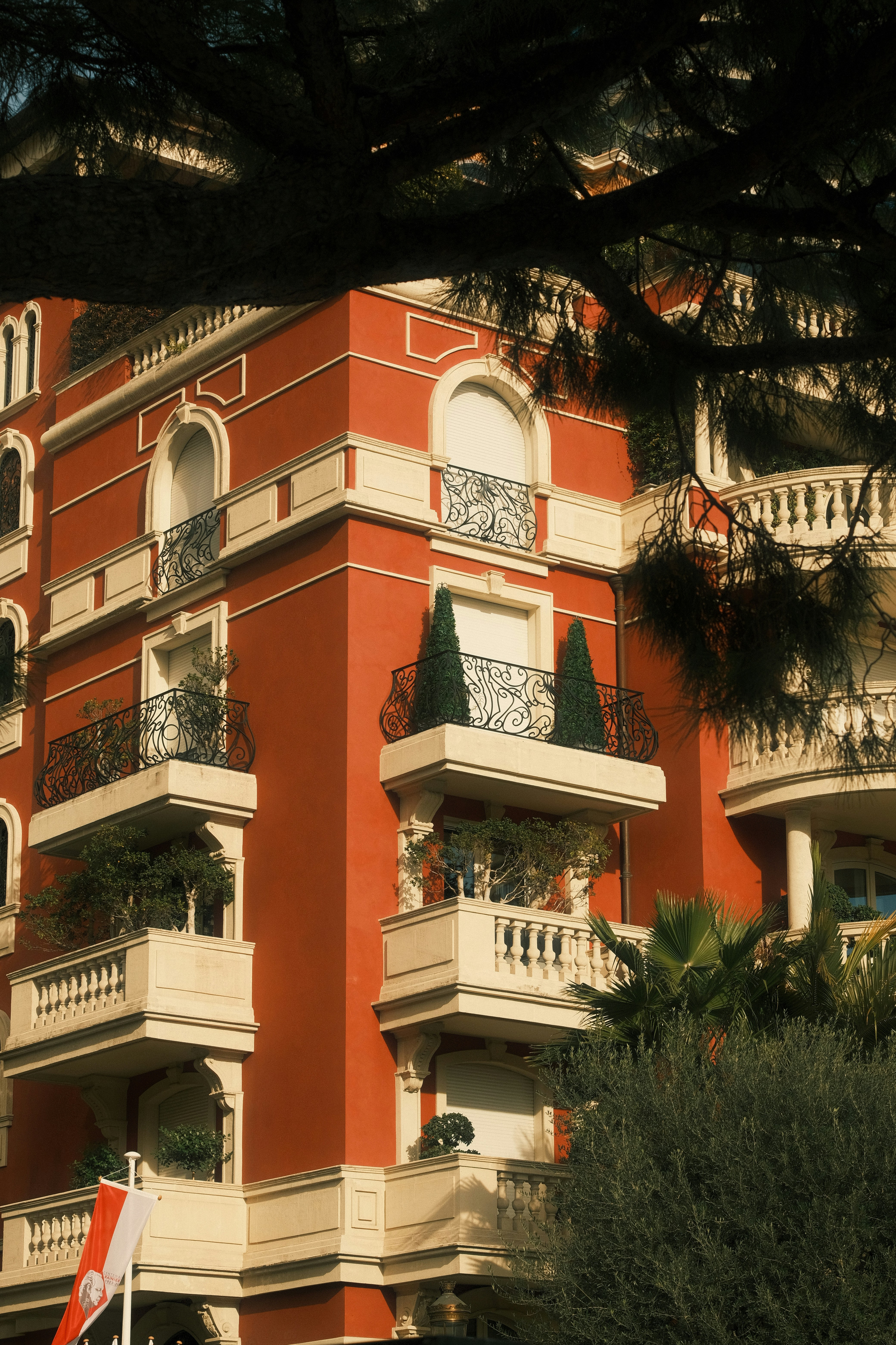 Terracotta Villa Terraces: Carved Balconies and Greenery
