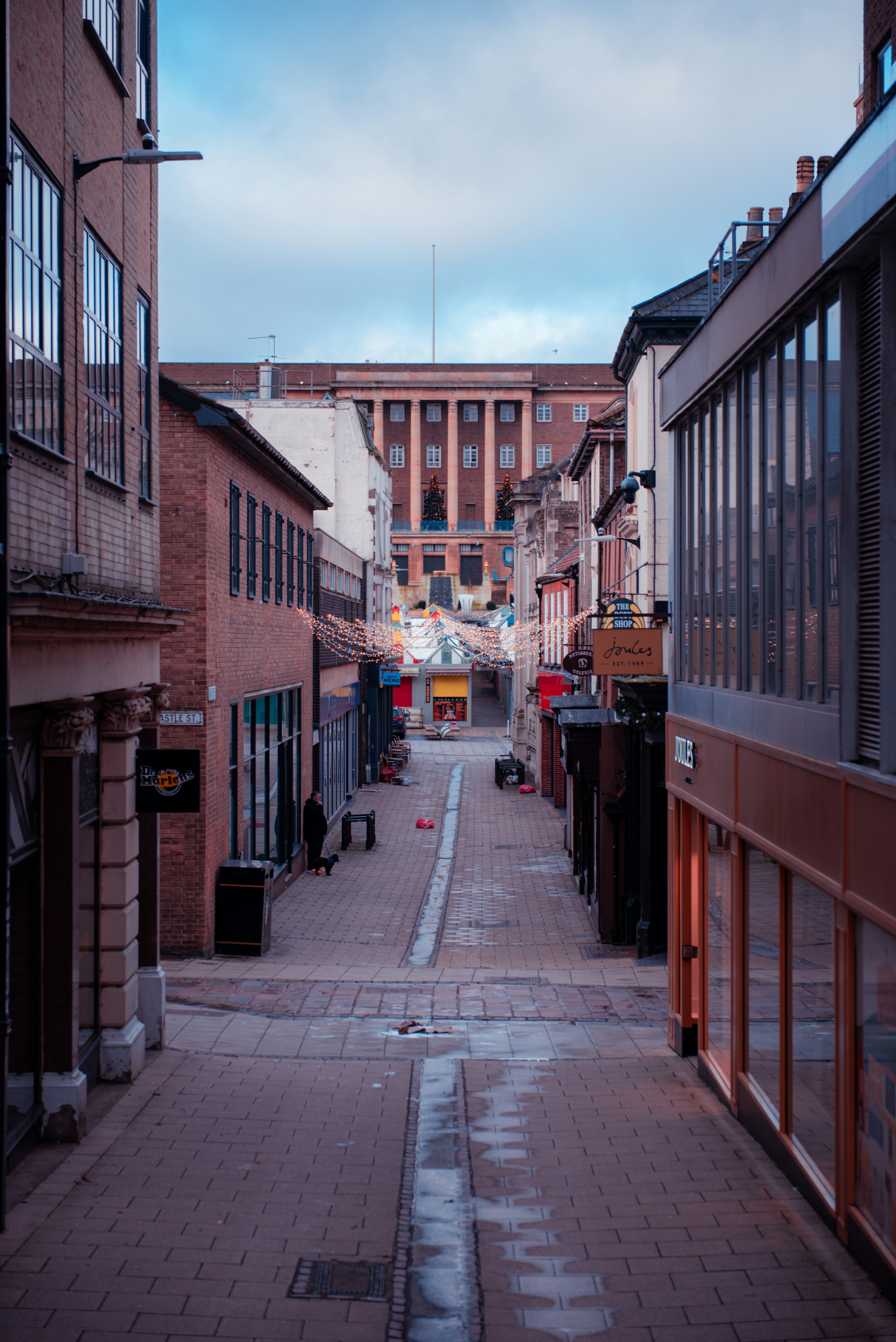 A narrow city street lined with brick buildings photo – Free Norwich ...
