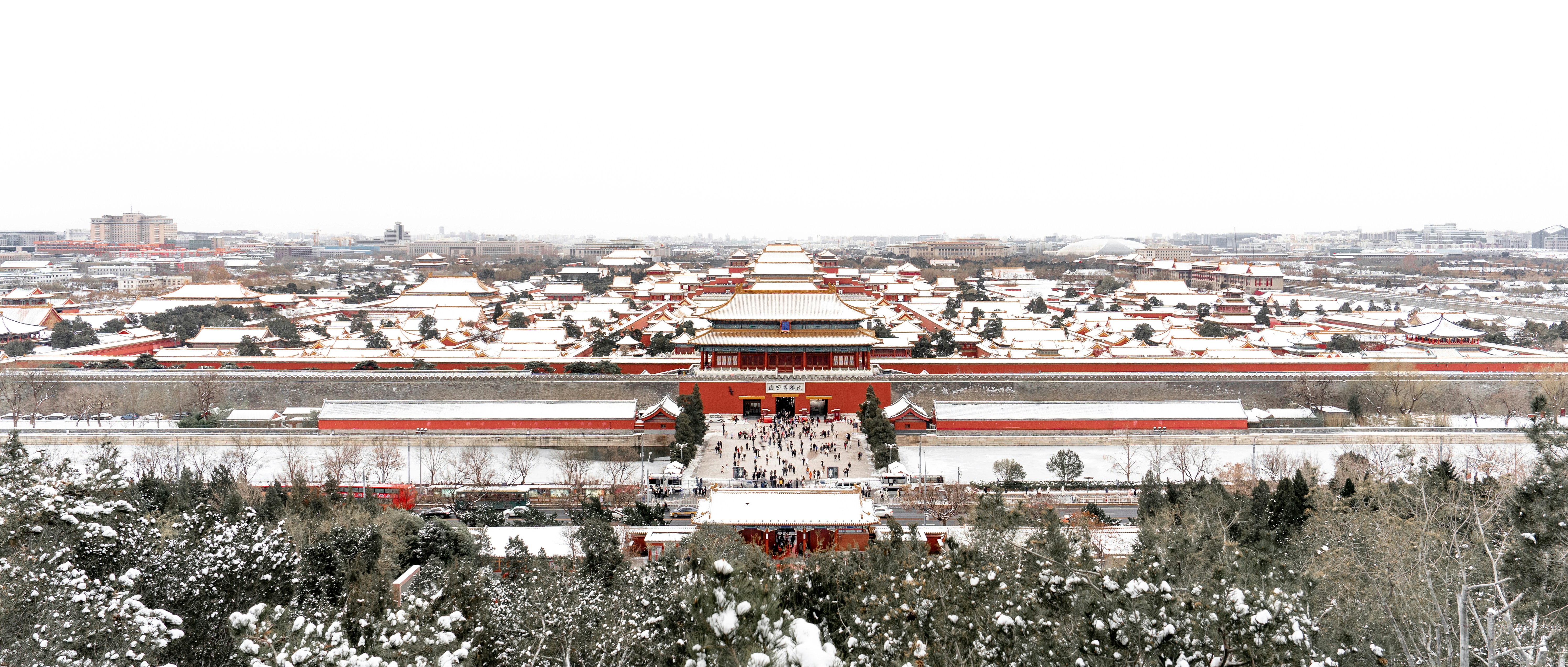 Silent Majesty: A Winter's Embrace Over Ancient Architecture