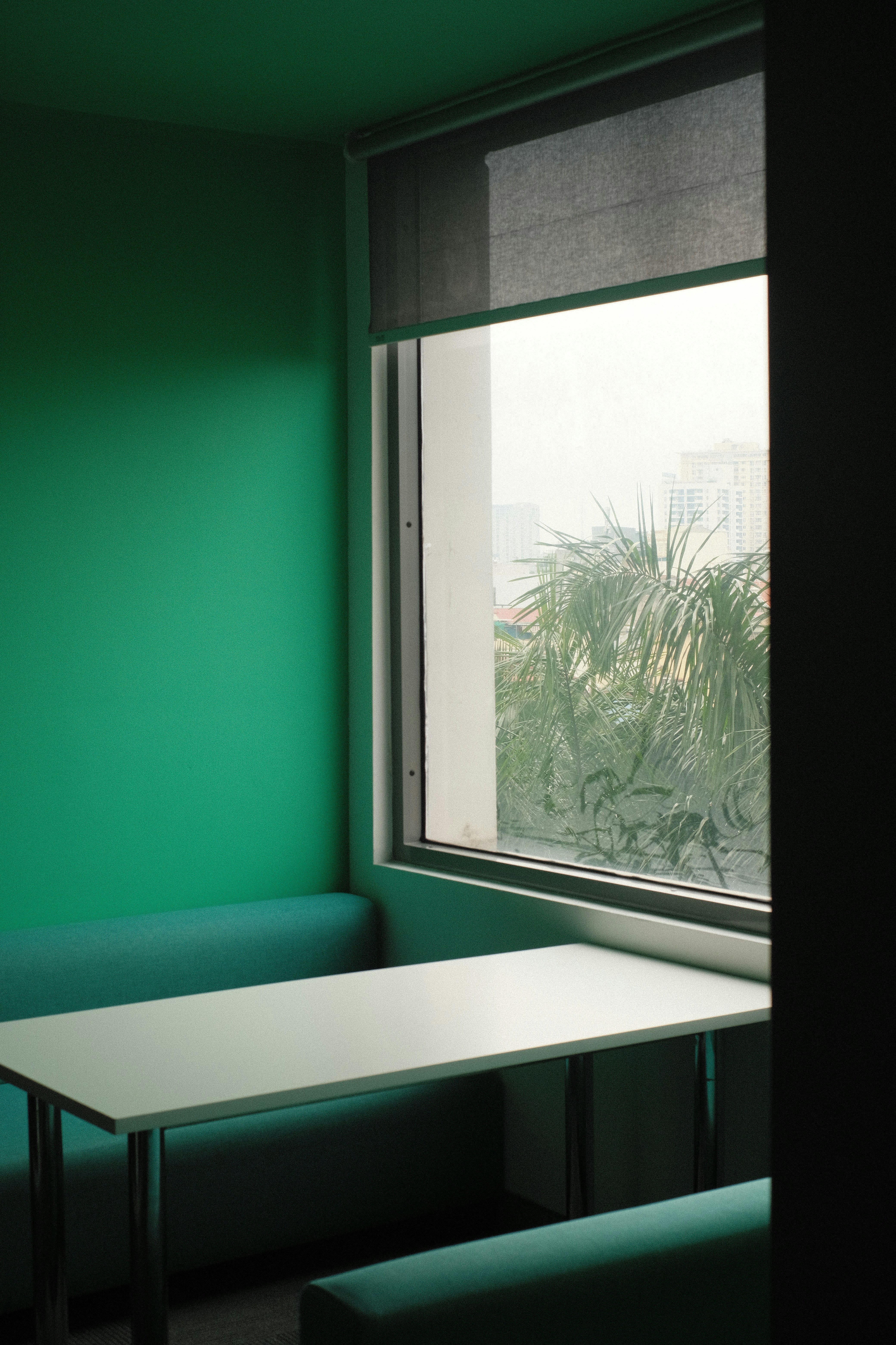 Teal Corner by the Window: Quiet Light in a Green Room
