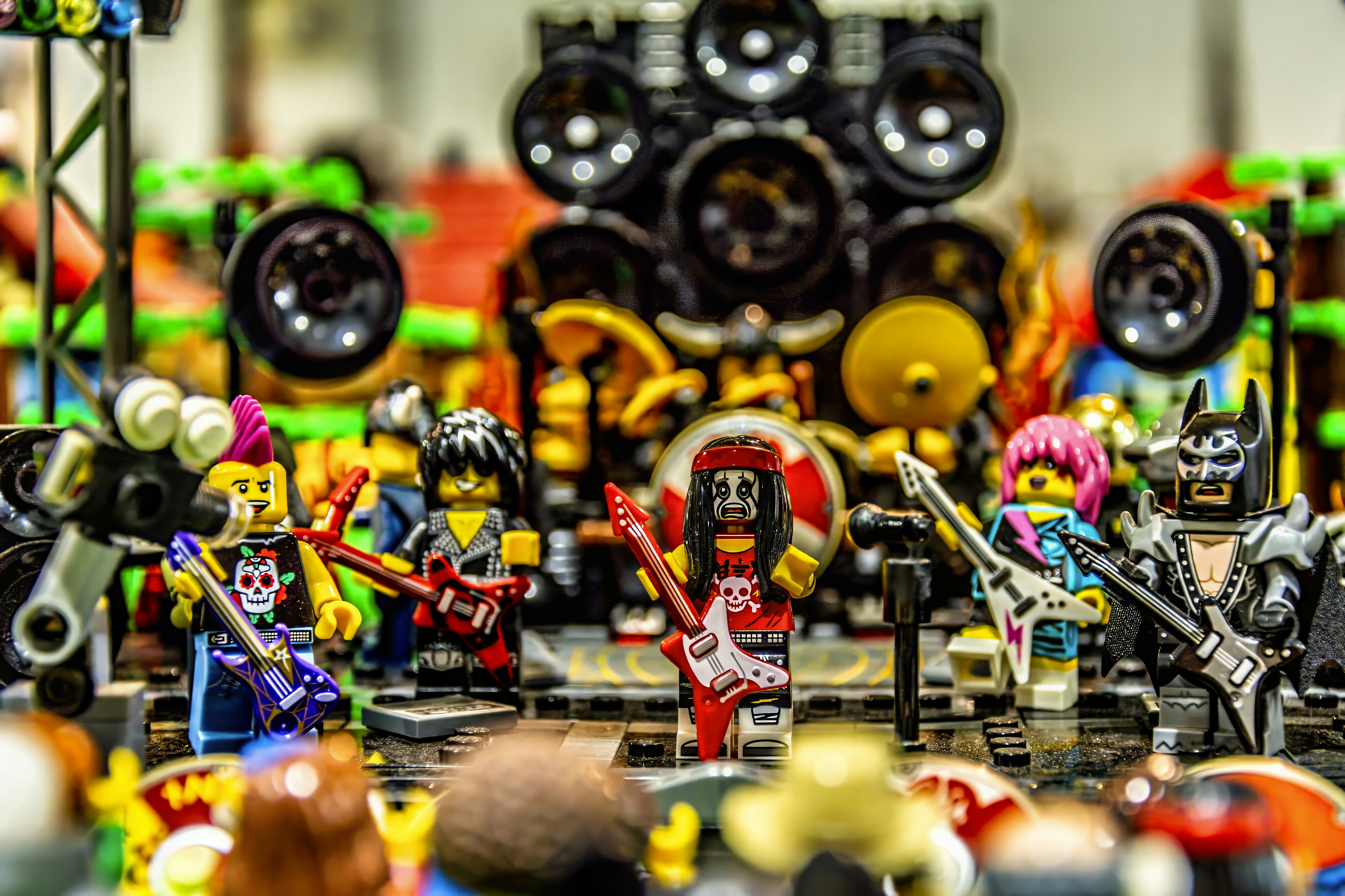 Brickstage Jam: Neon-Lit LEGO Concert on a Miniature Stage