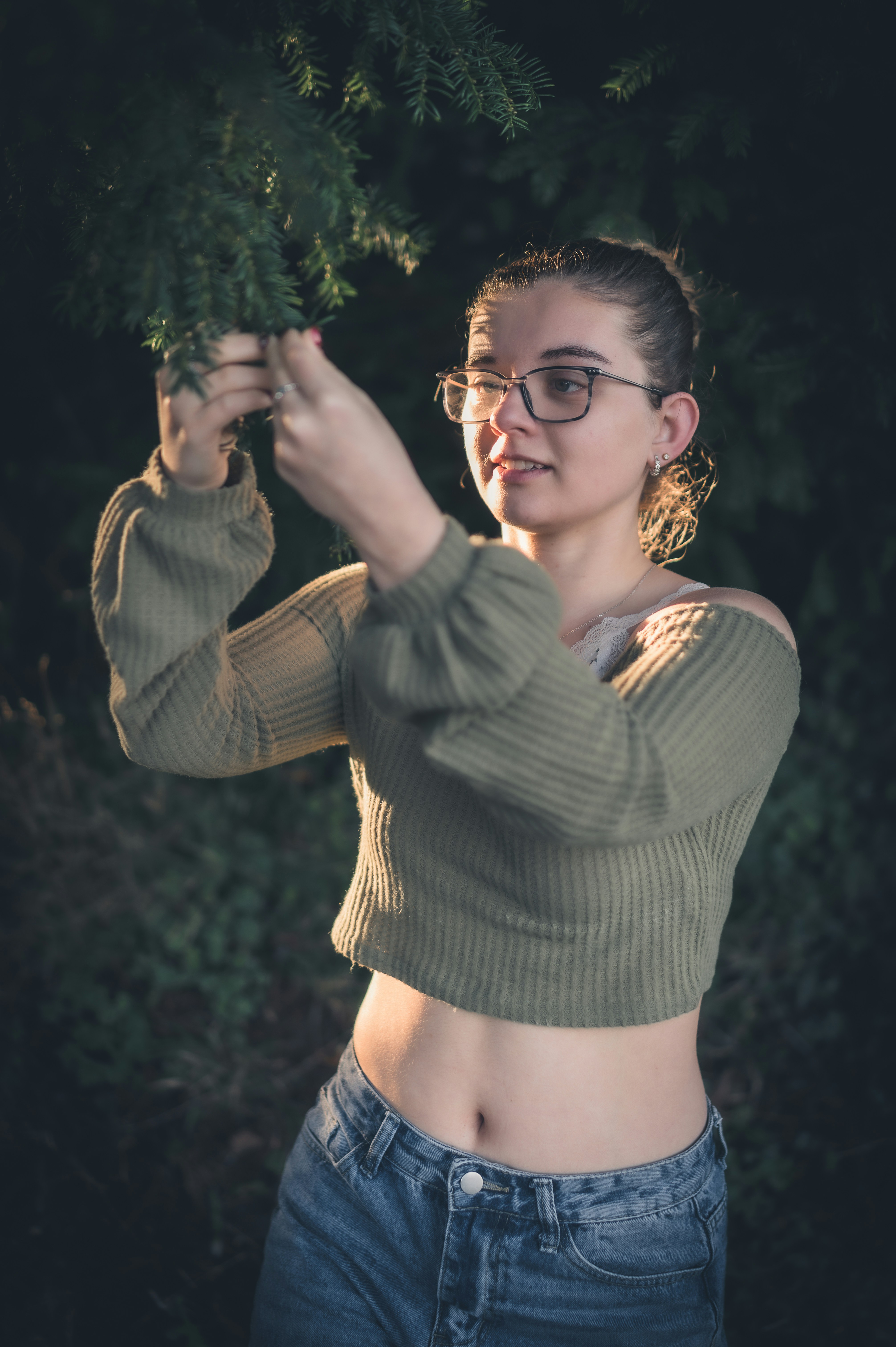Branchside Portrait: Quiet Light on a Green Knit