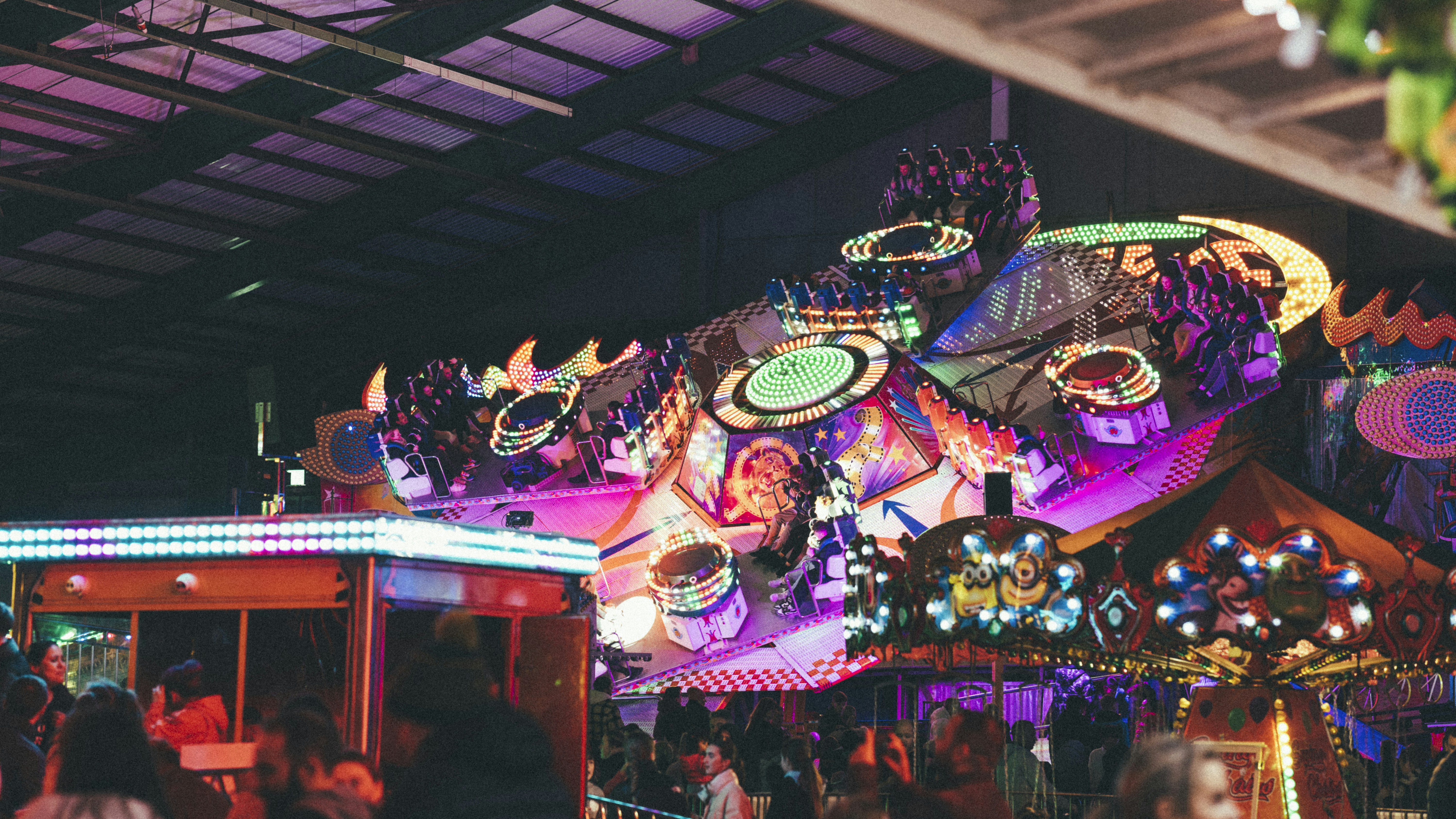 A carnival ride with lights and decorations on it photo – Free Ireland ...
