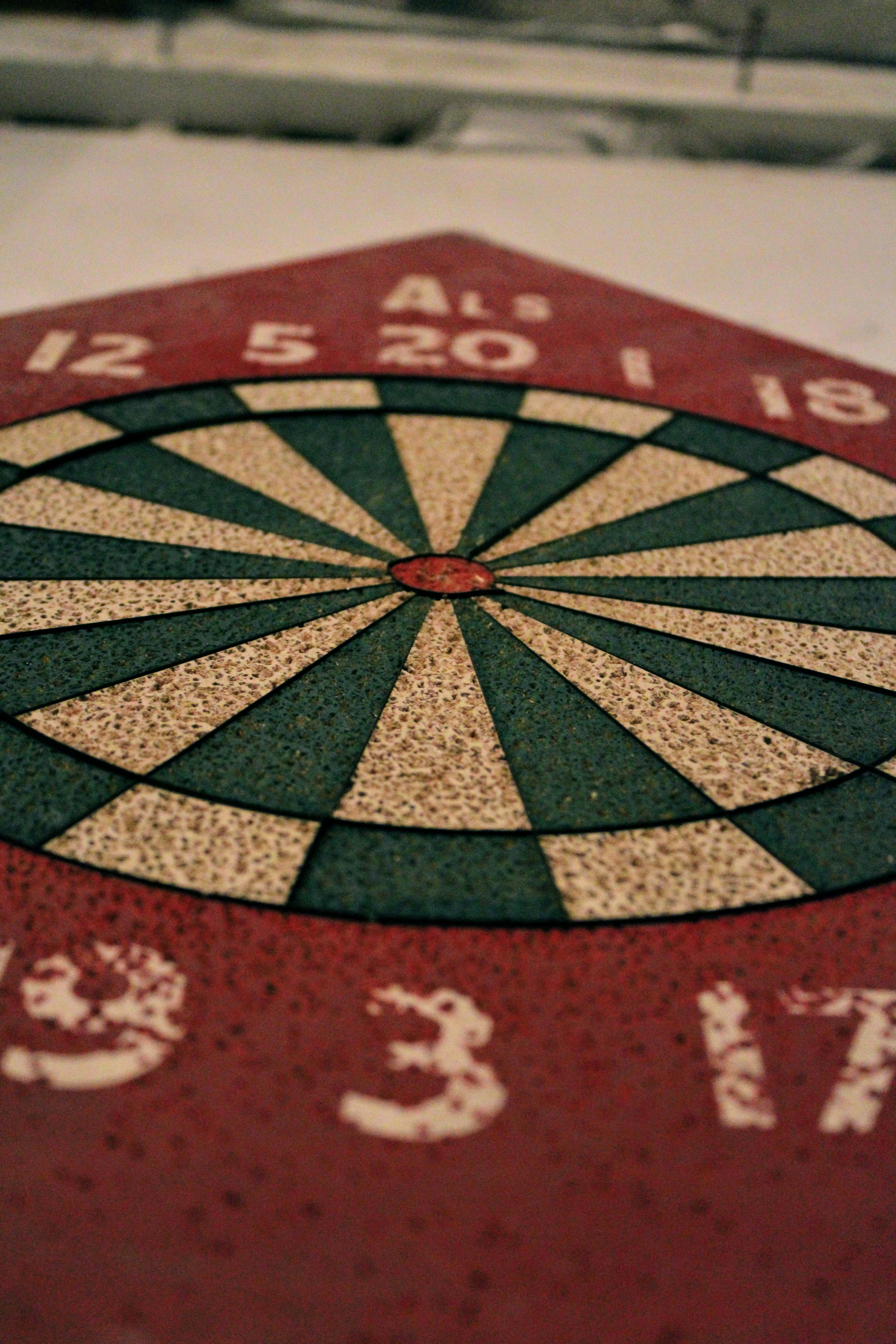 Concentric Focus: A Close-Up on a Weathered Dartboard's Bullseye